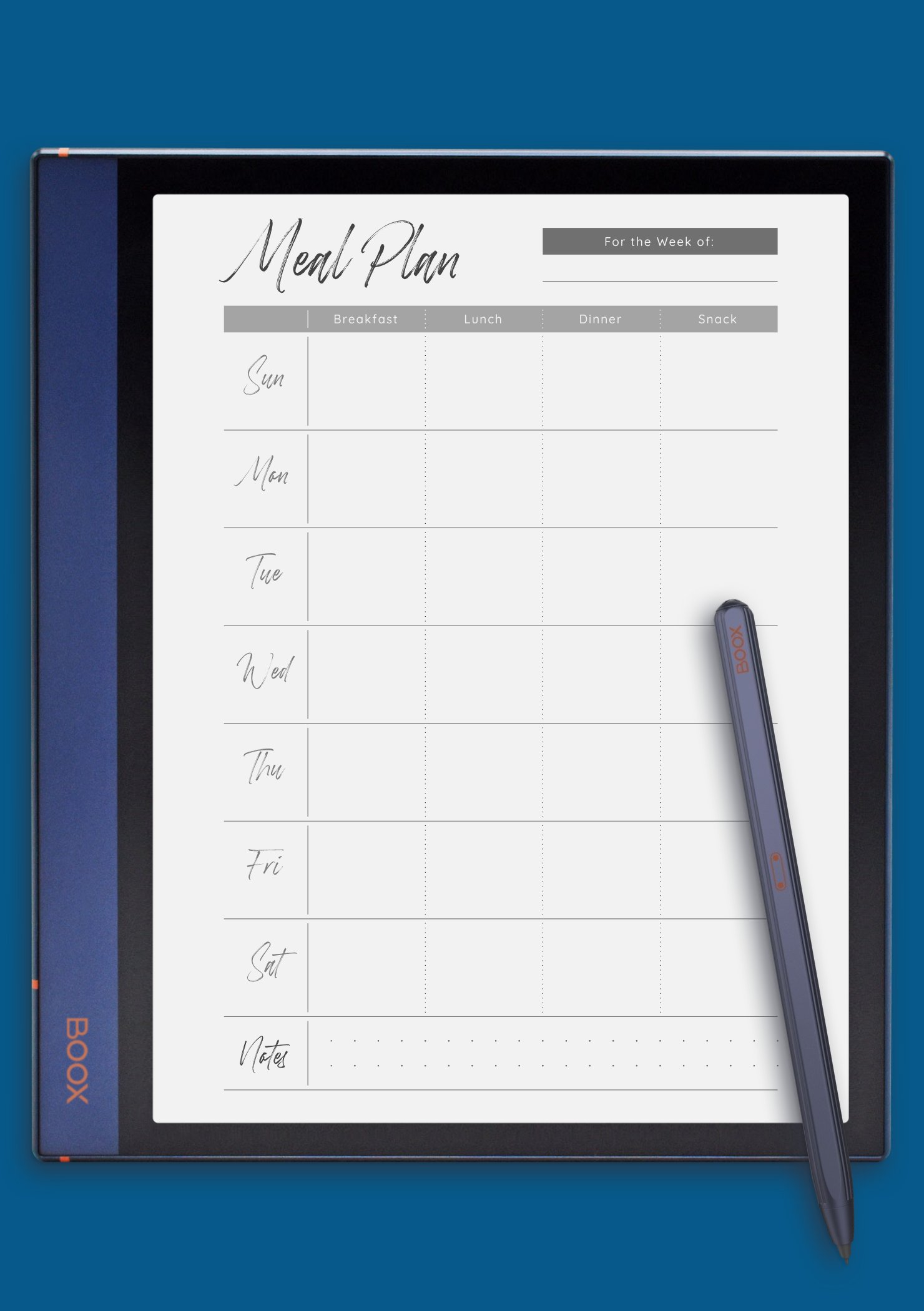 Download Printable Meal Plan For The Week PDF