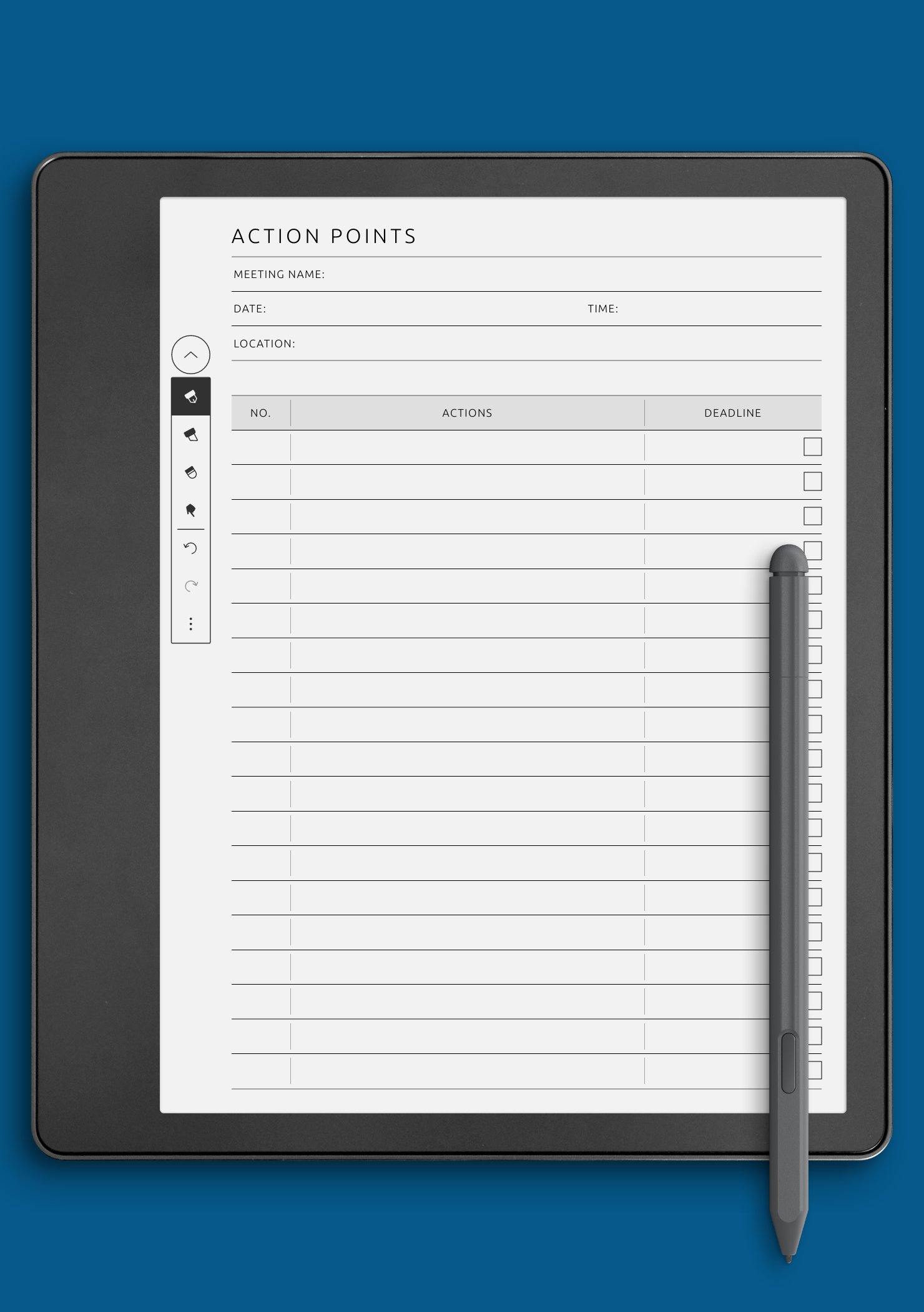 Download Printable Meeting Action Points Template PDF