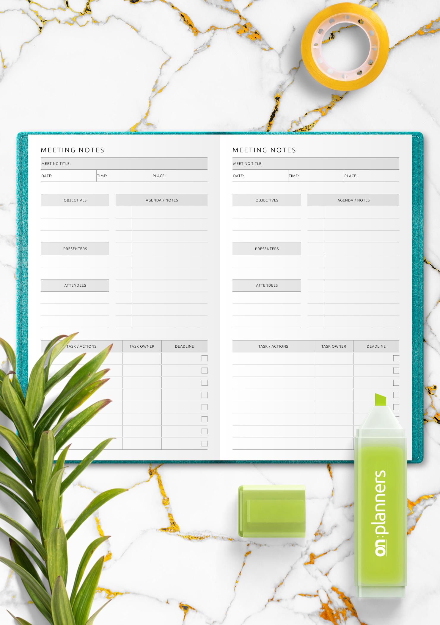 Meeting Agenda & Notes Template – Organize Your Workflow