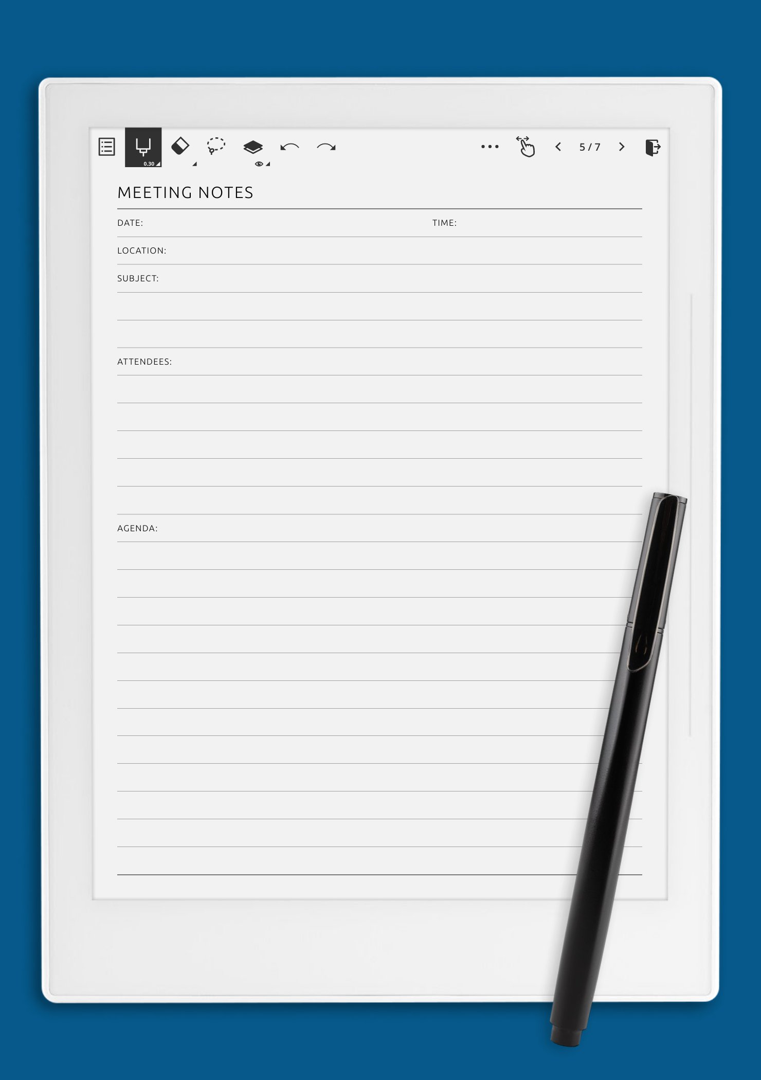 Download Printable Meeting Notes – Subject & Agenda Format PDF
