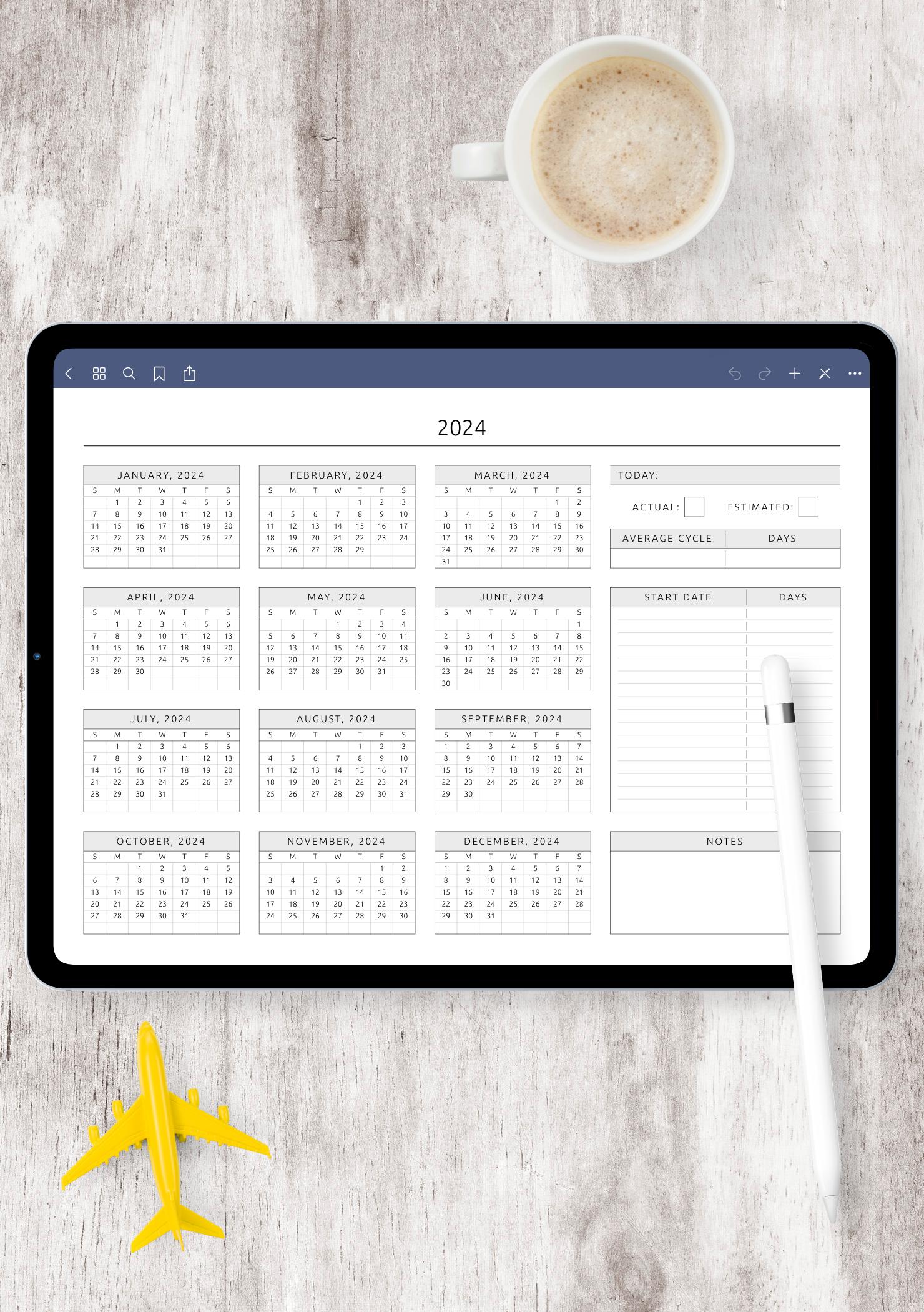 Menstrual Cycle Calendar Template – Track Periods & Symptoms