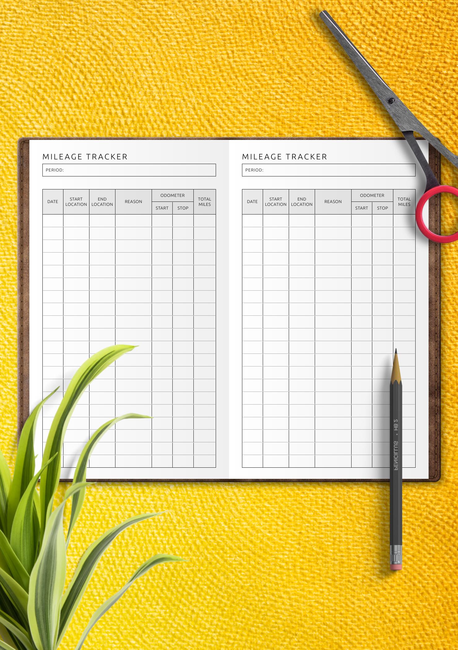 Download Printable Mileage Tracker PDF