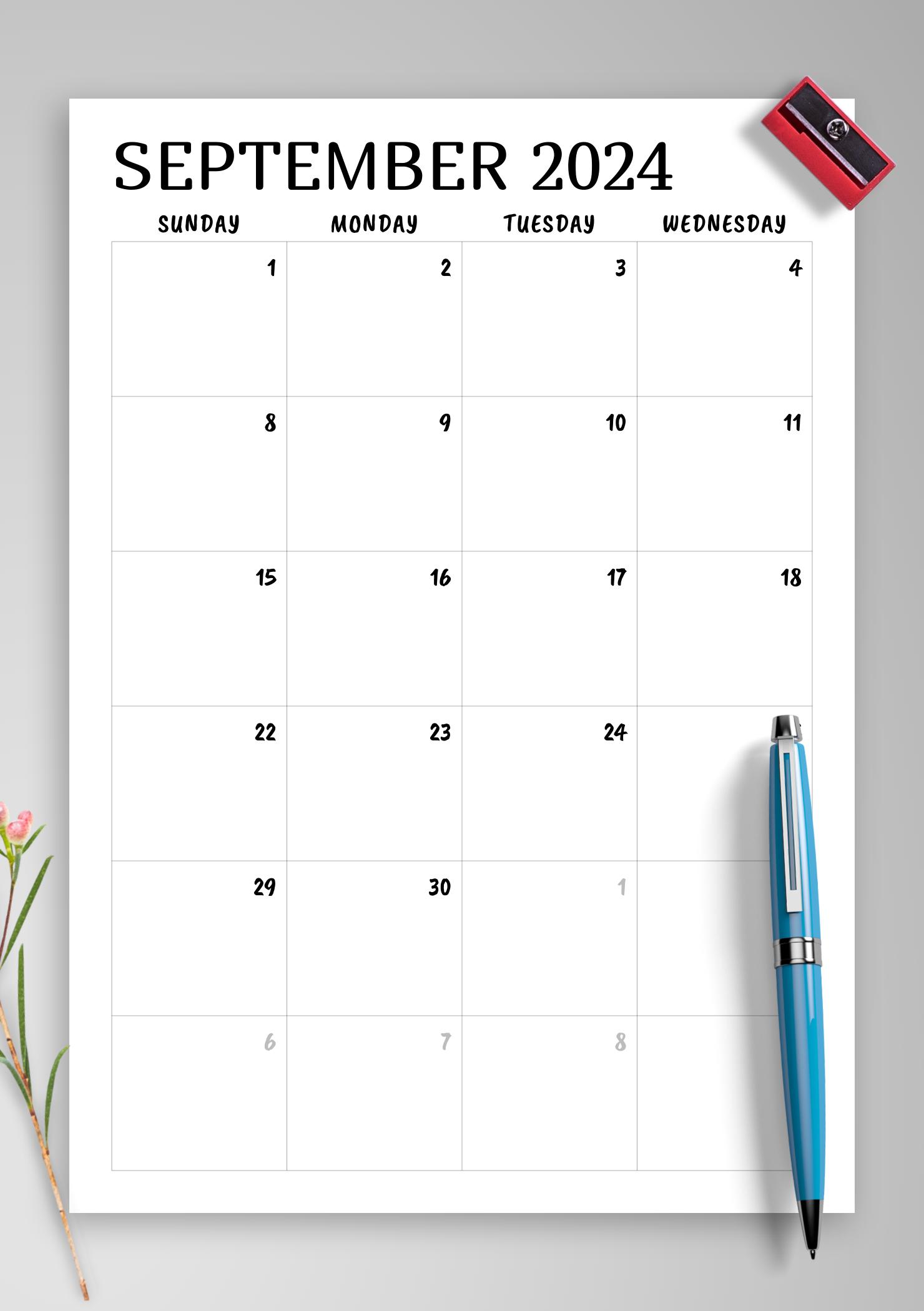 Download Printable Minimal monthly calendar PDF