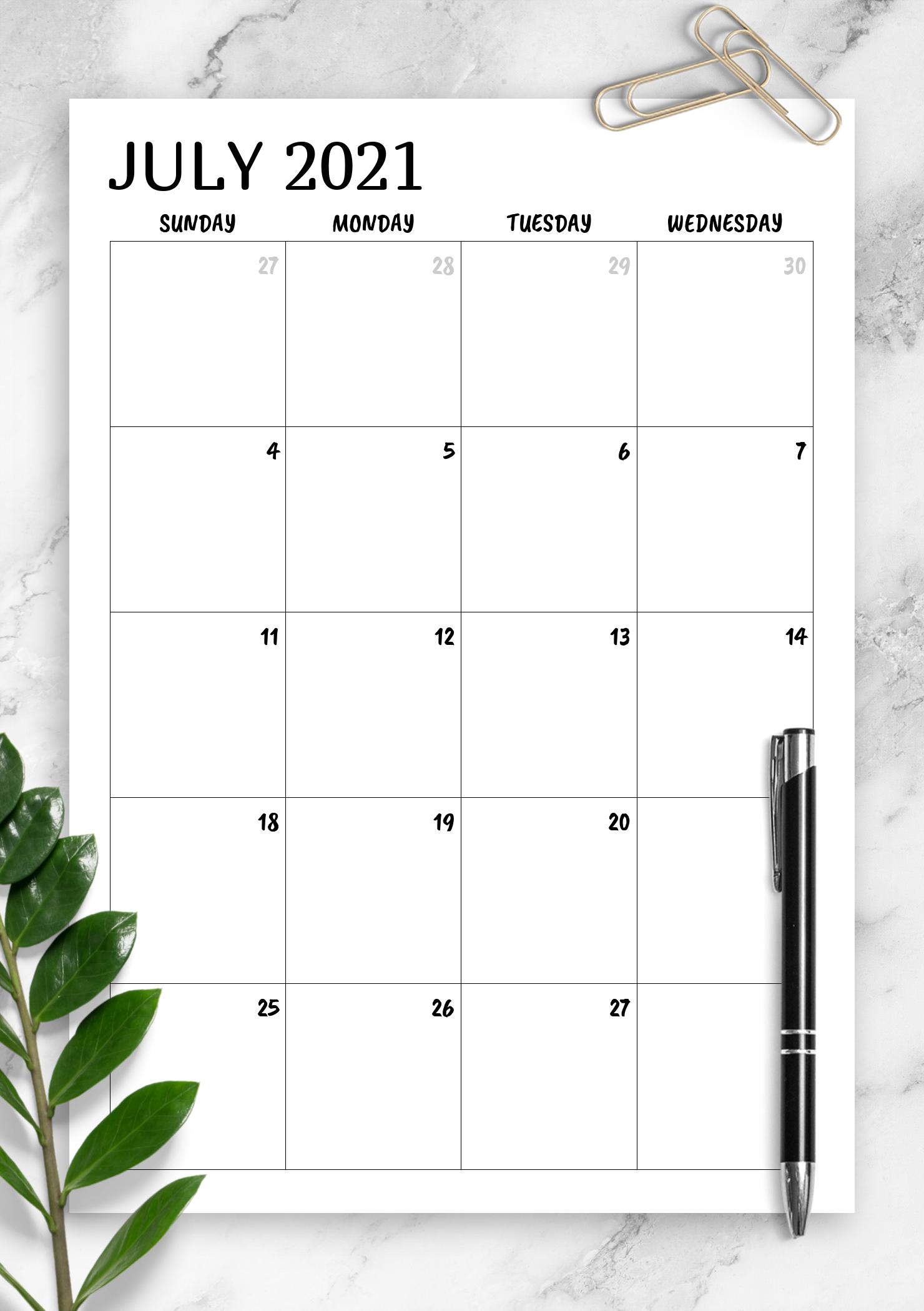 Download Printable Minimal monthly calendar PDF