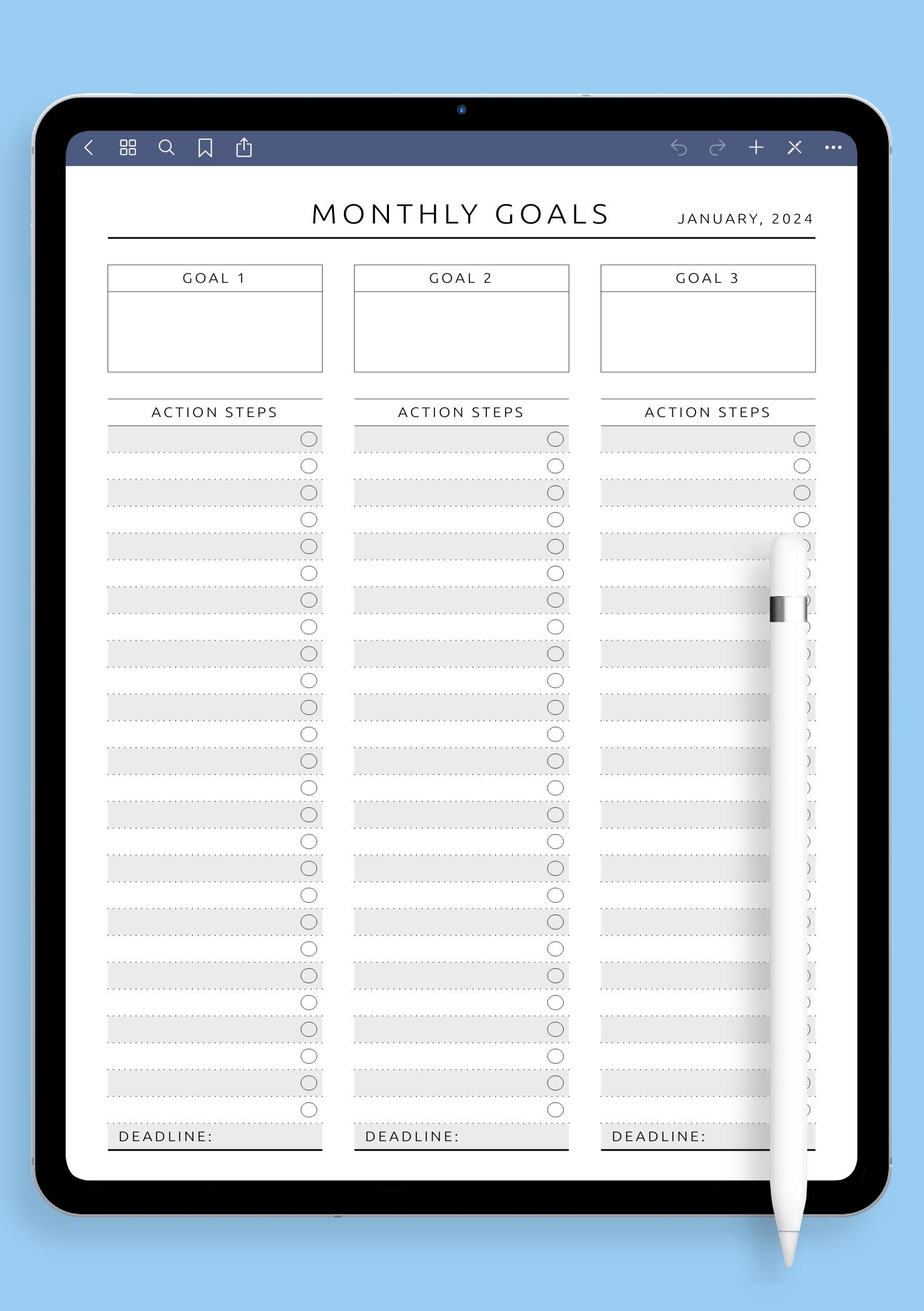 Download Printable Minimal Monthly Goal Tracker PDF