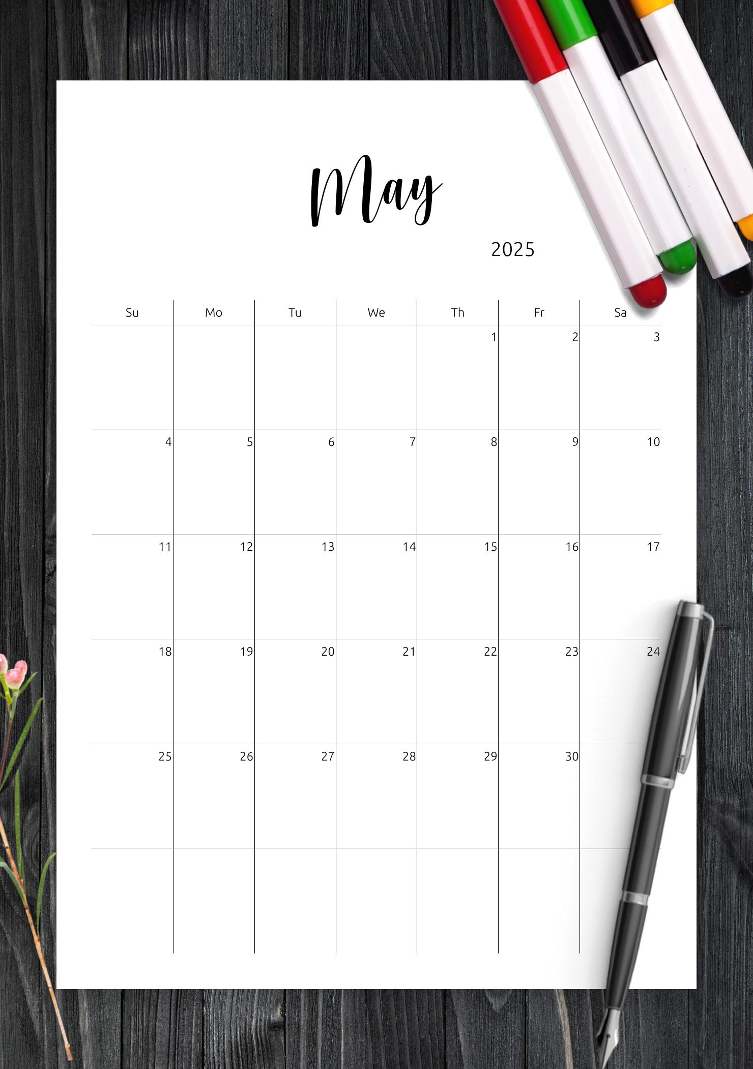 Minimalist Monthly Calendar Template – Clean & Undated Planner