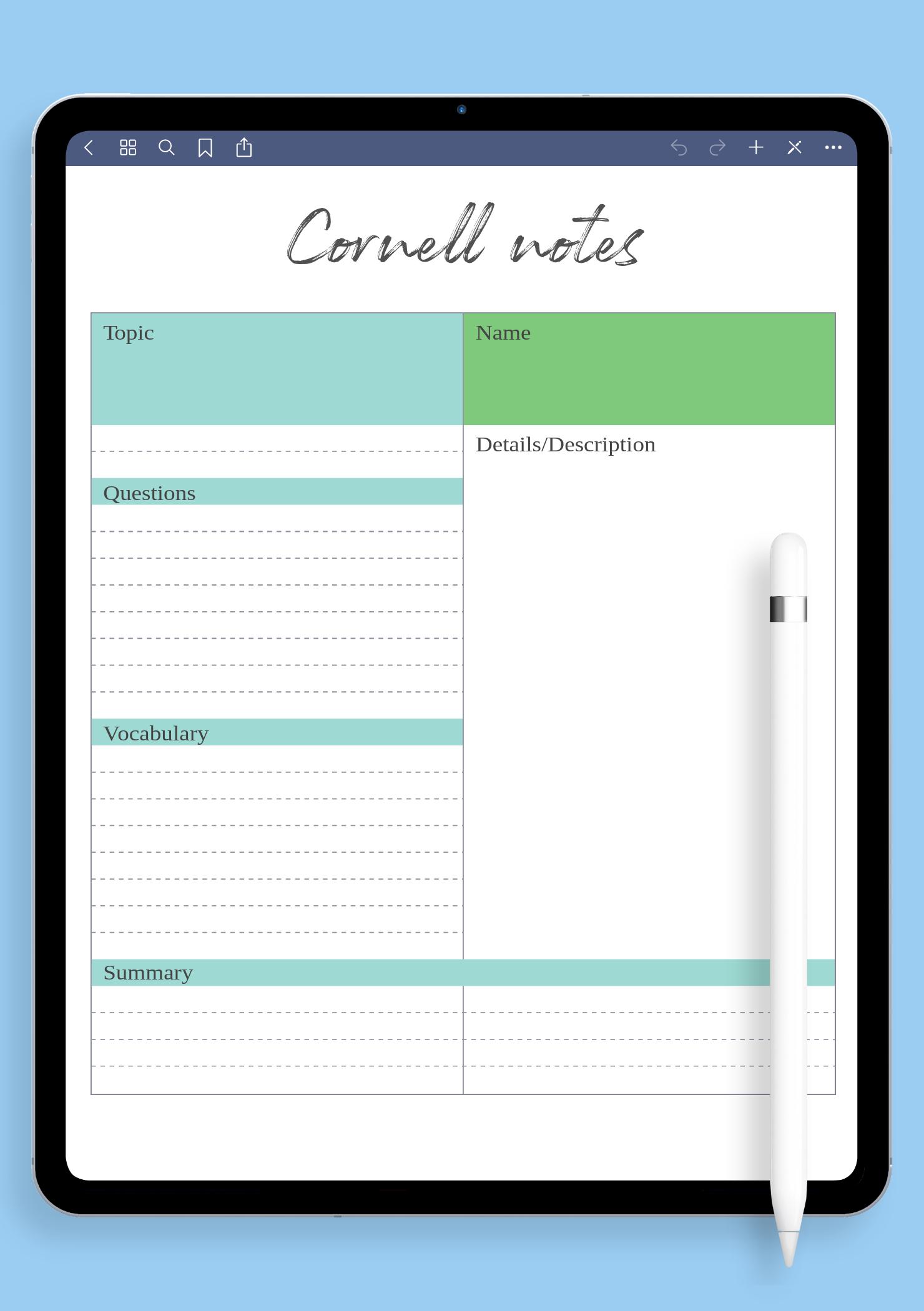 Download Printable Modern Cornell Notes Template PDF
