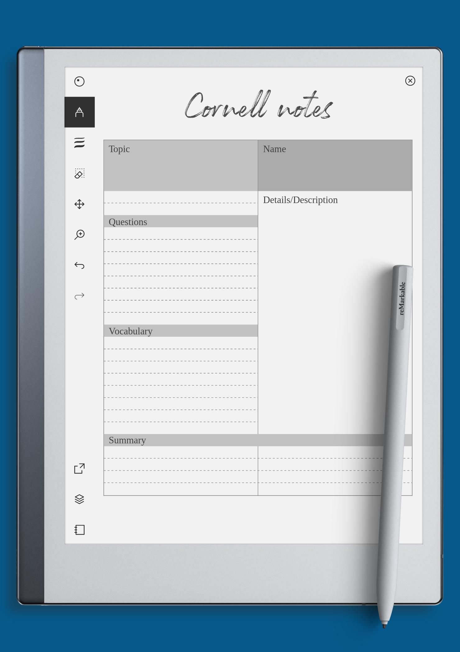 Download Printable Modern Cornell Notes Template PDF