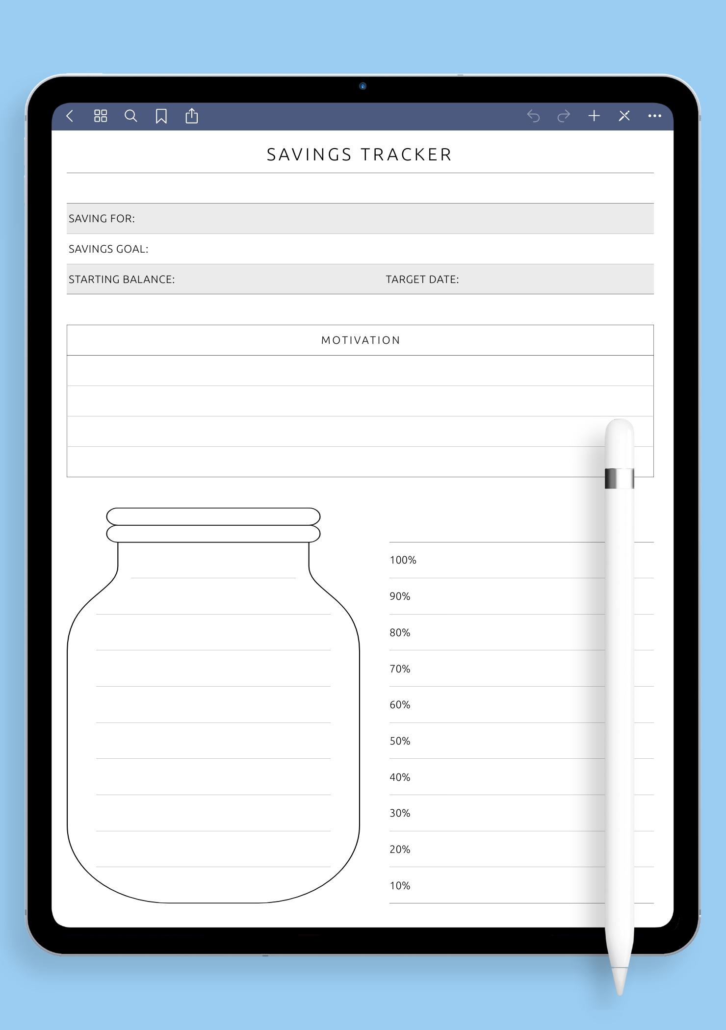 Download Printable Money Savings Tracker Template PDF
