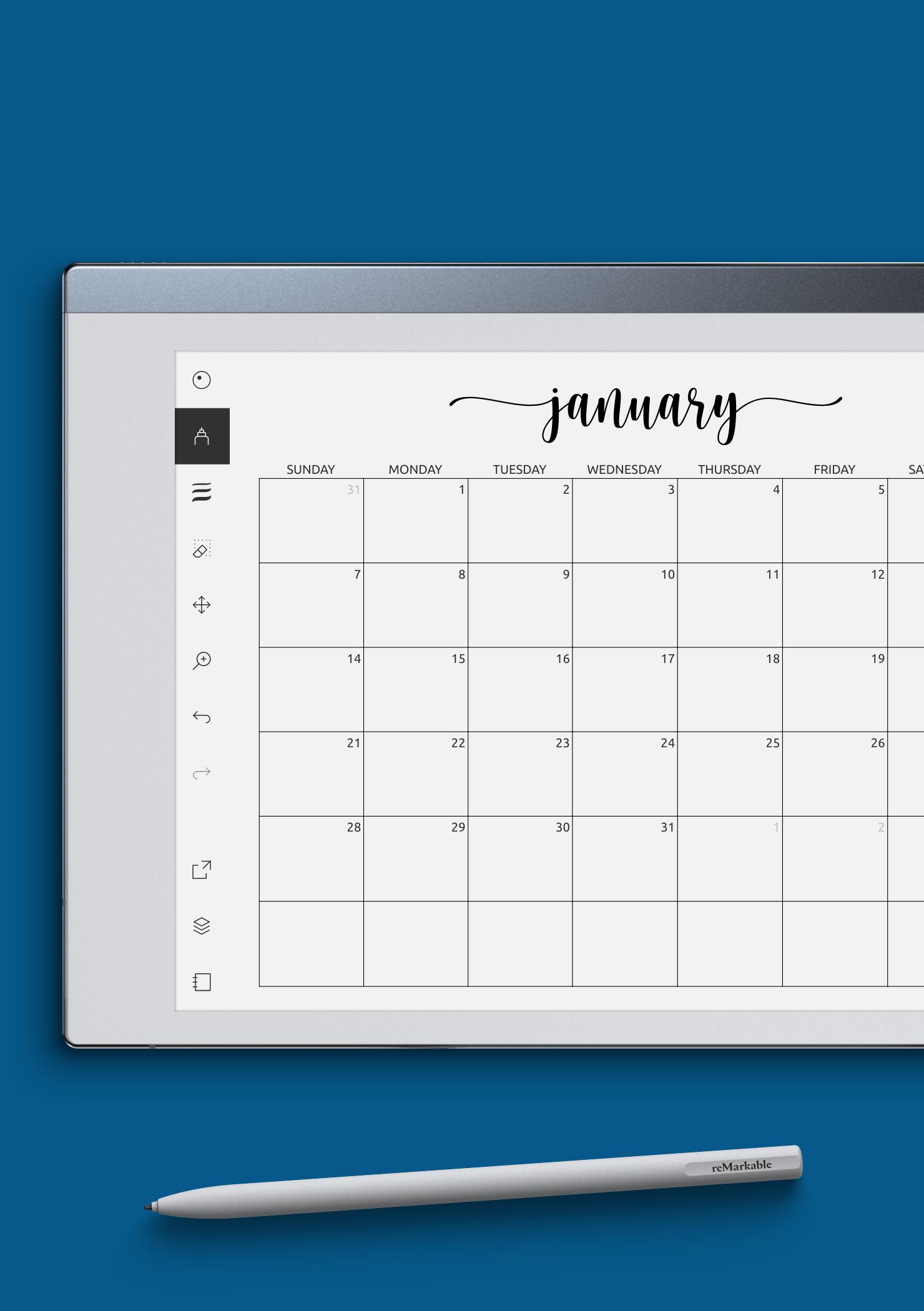 Download Printable Monthly Calendar with Notes PDF