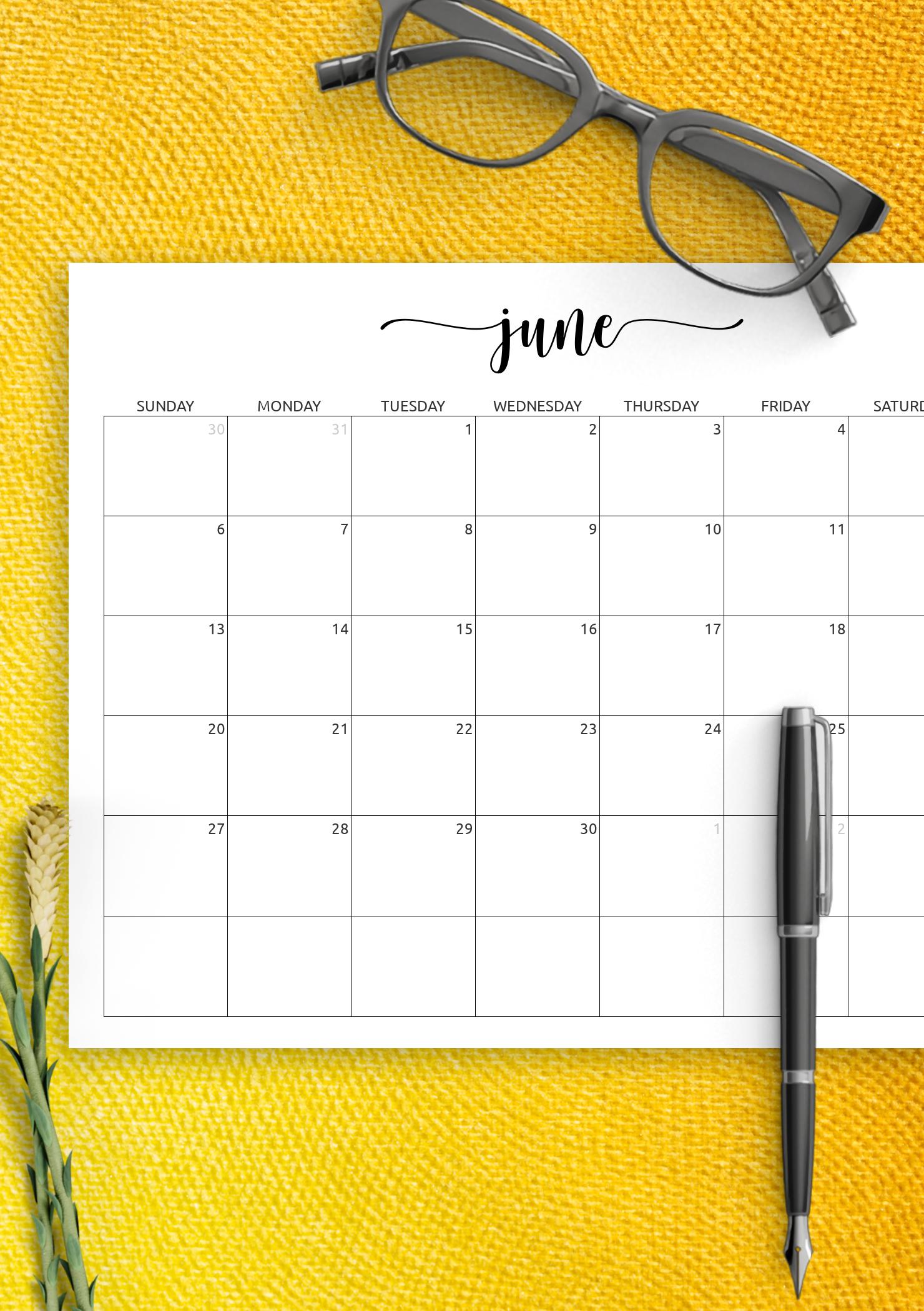 Download Printable Monthly Calendar with Notes PDF