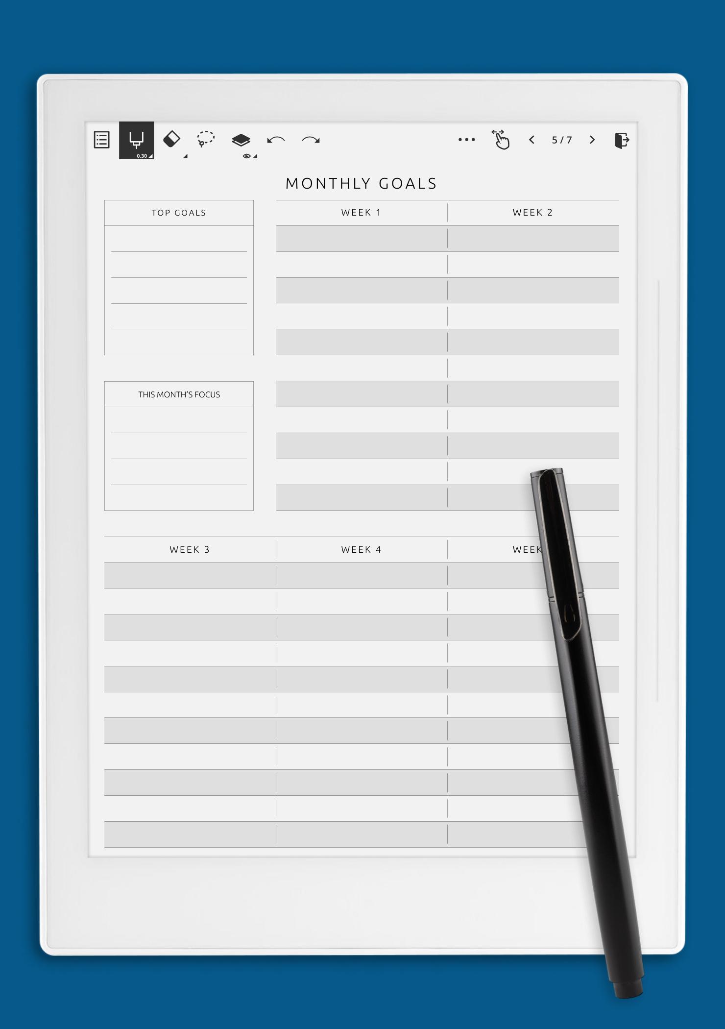 Download Printable Monthly Goal Setting Template PDF