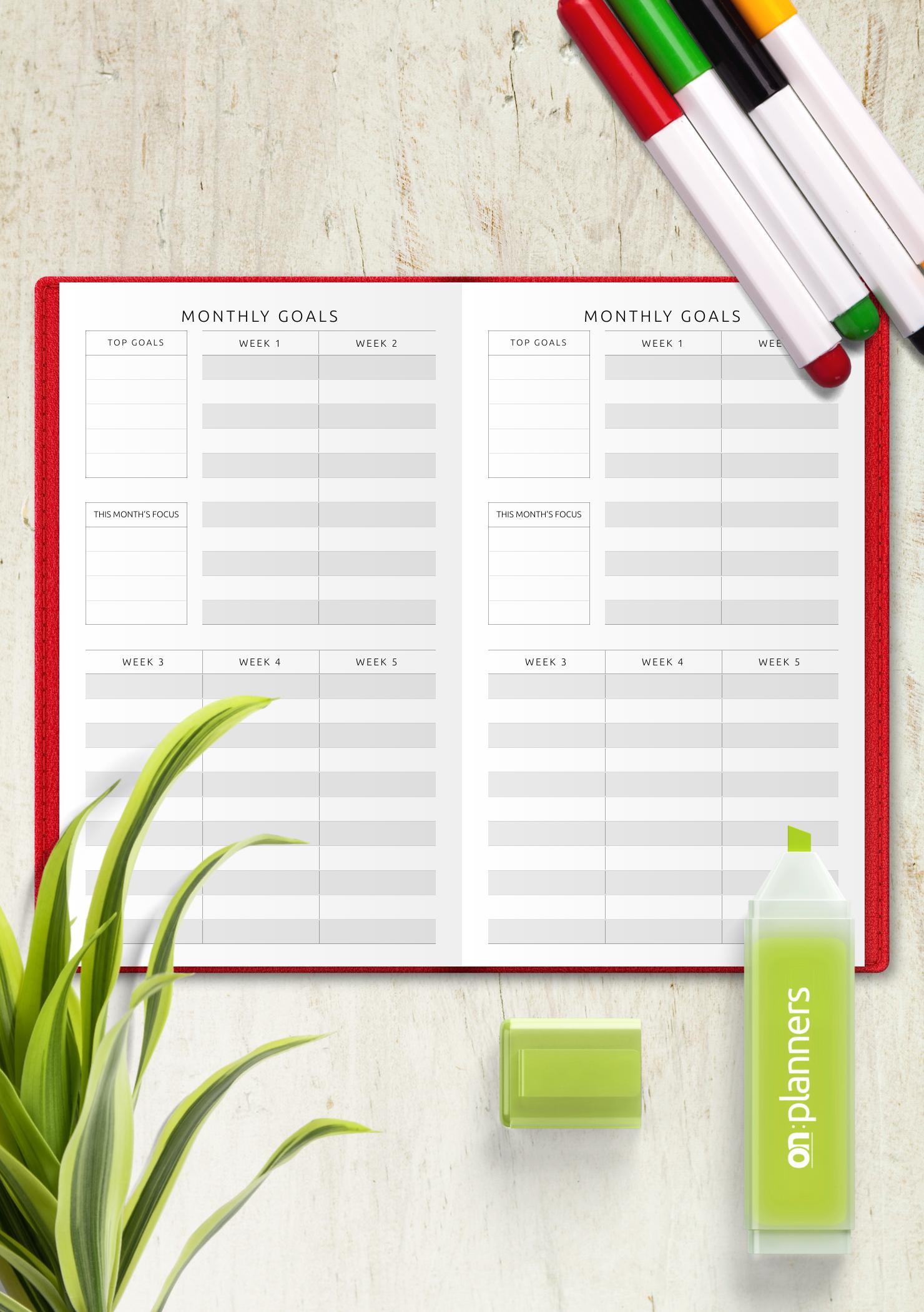 Download Printable Monthly Goal Setting Template PDF