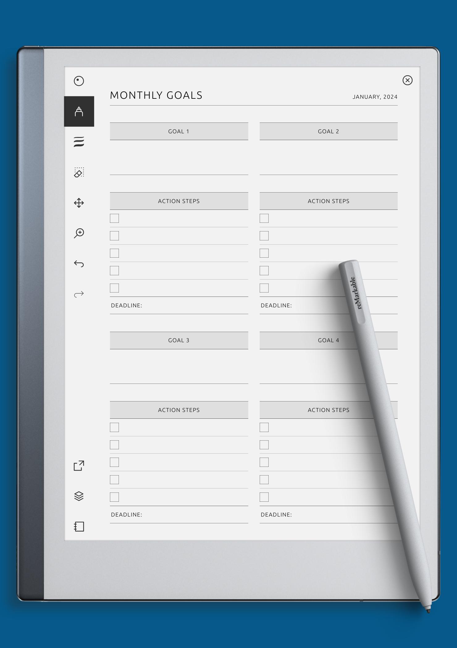 Download Printable Monthly Goals Template PDF