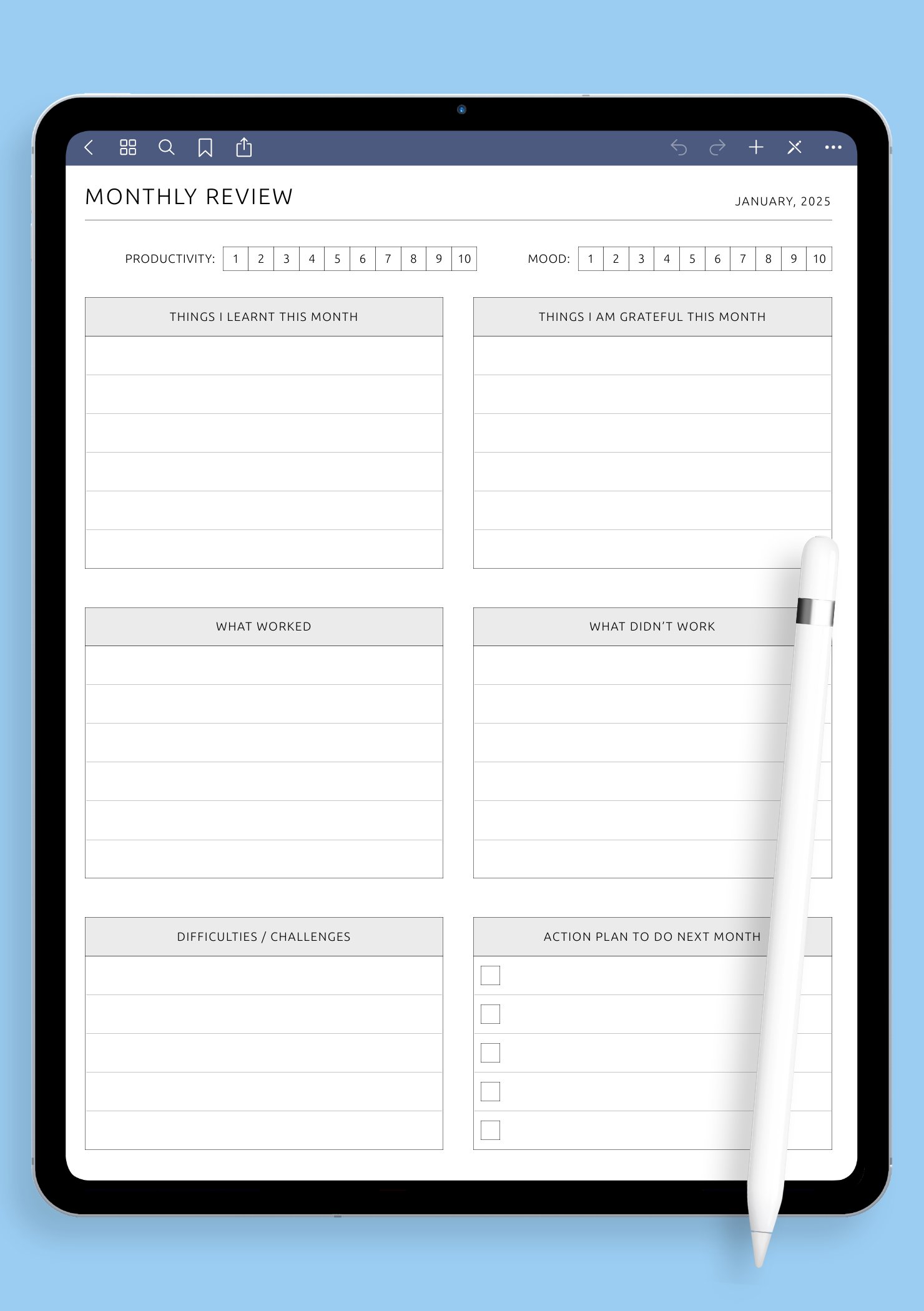 Download Printable Monthly Review PDF