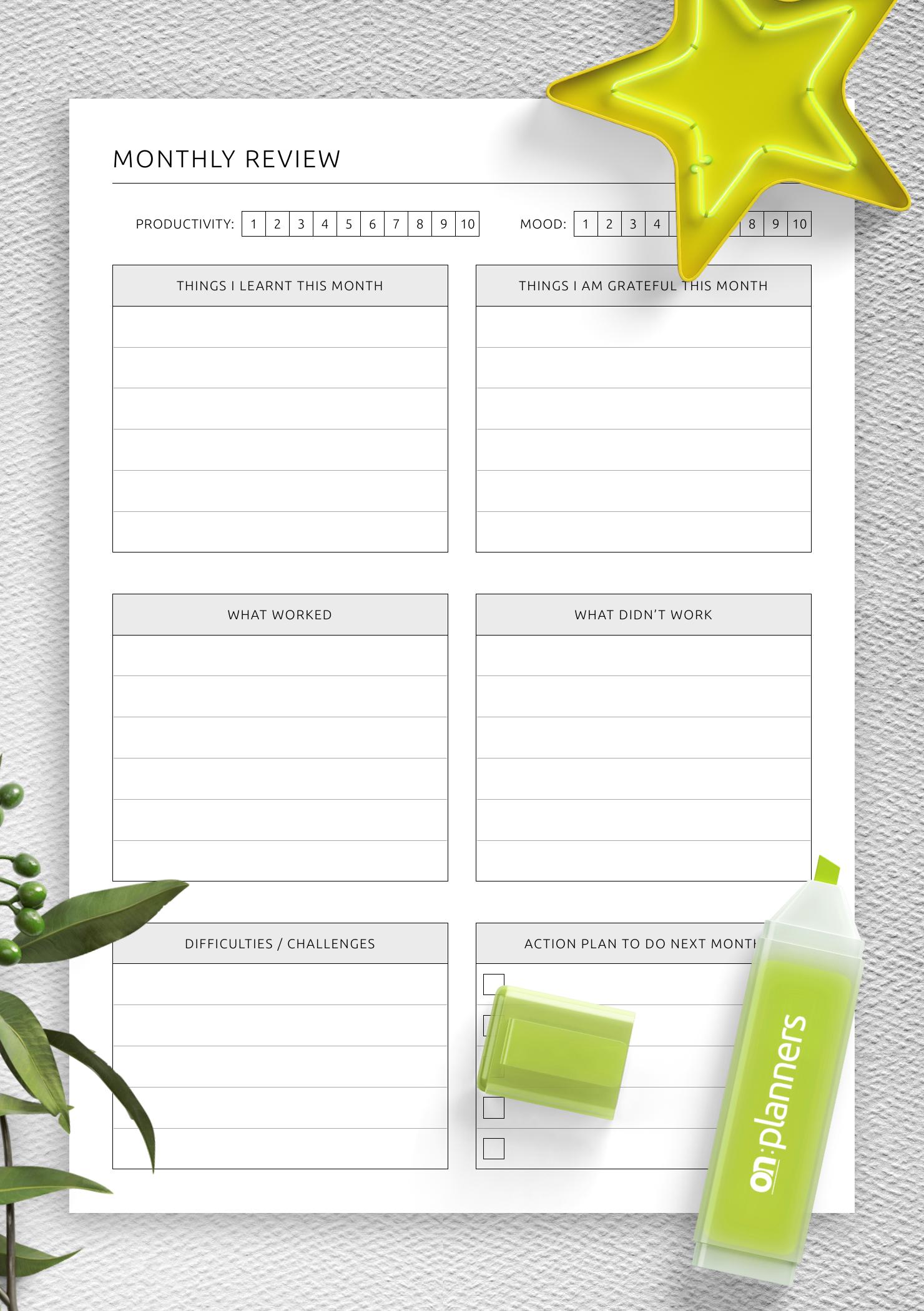 Download Printable Monthly Review PDF
