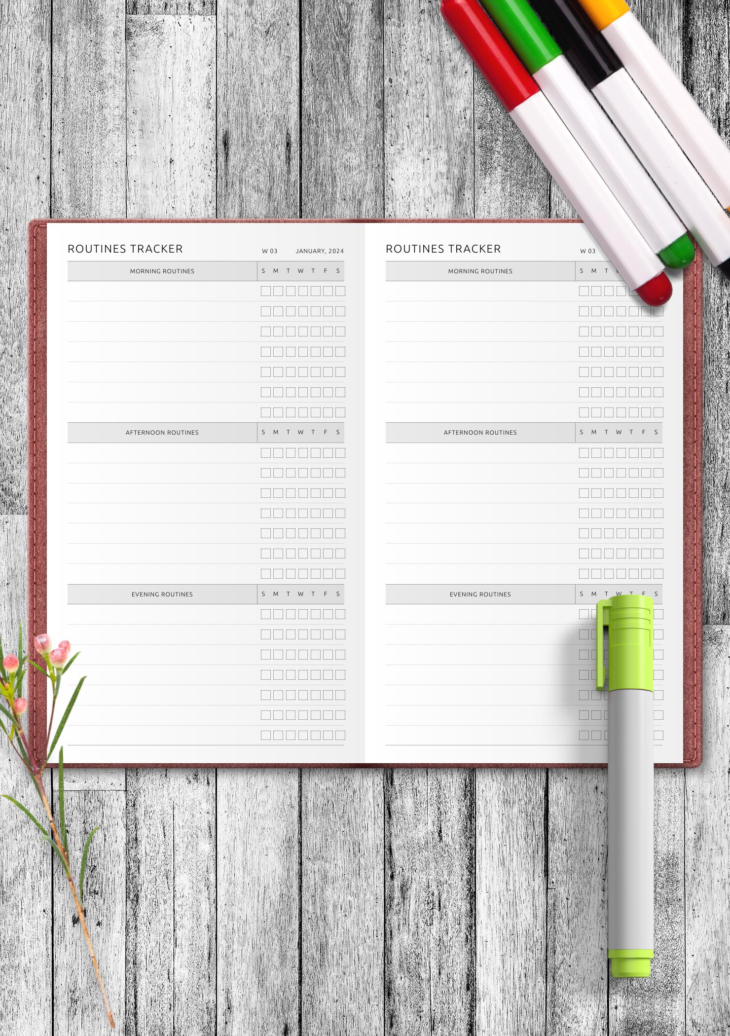 Download Printable Morning, Afternoon and Evening Routine Template PDF
