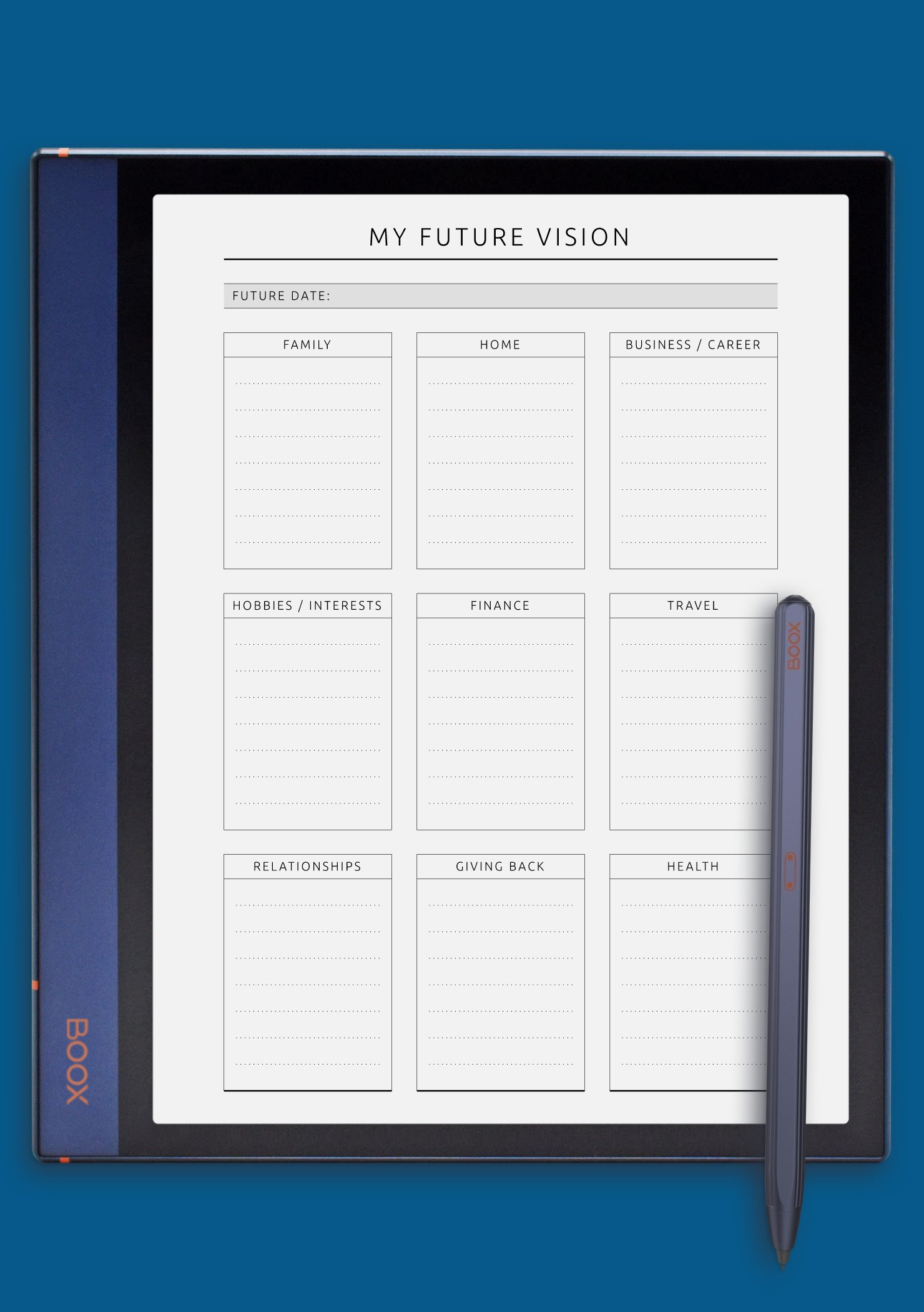 Download Printable My Future Vision Simple Template PDF