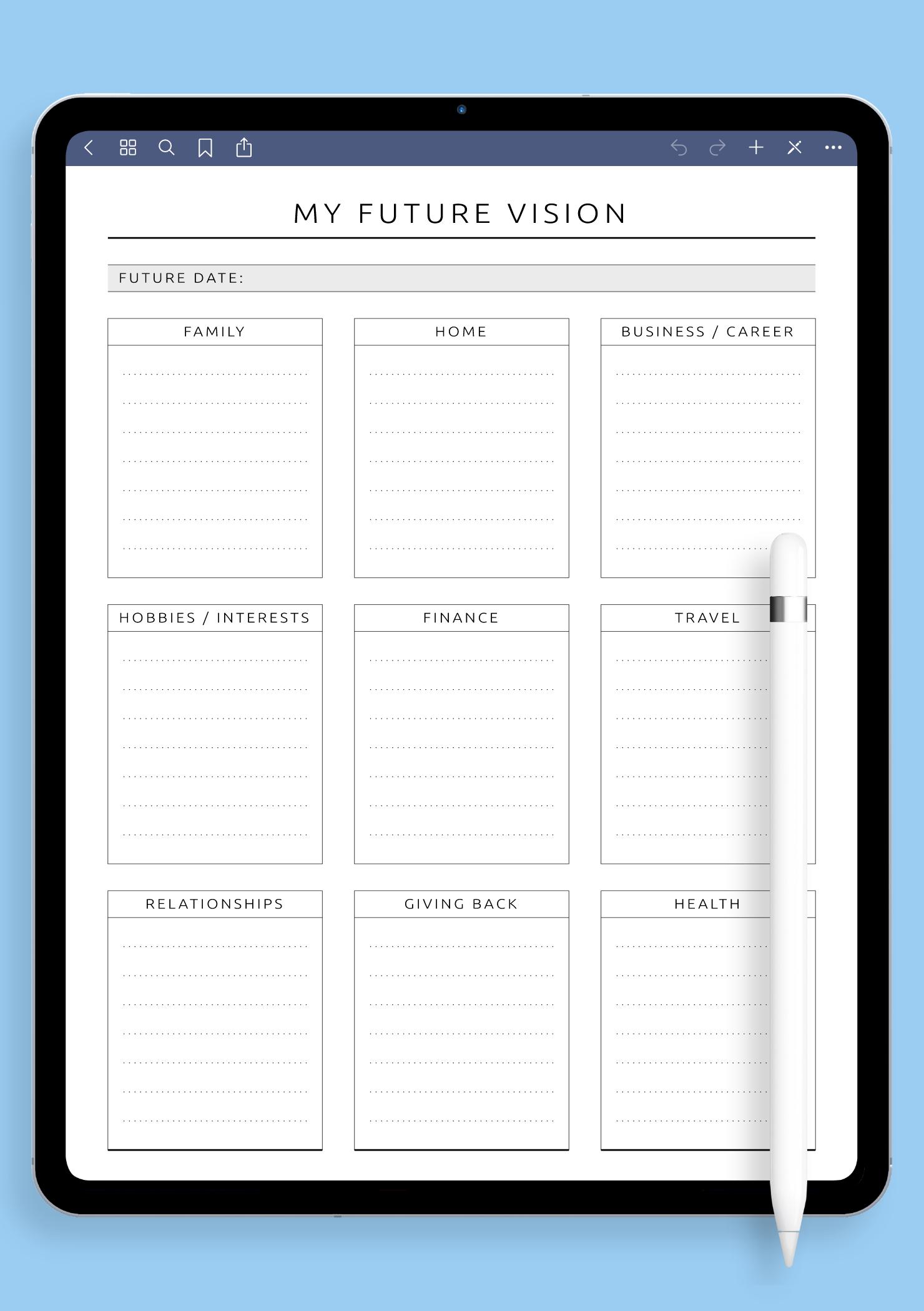 Download Printable My Future Vision Simple Template PDF