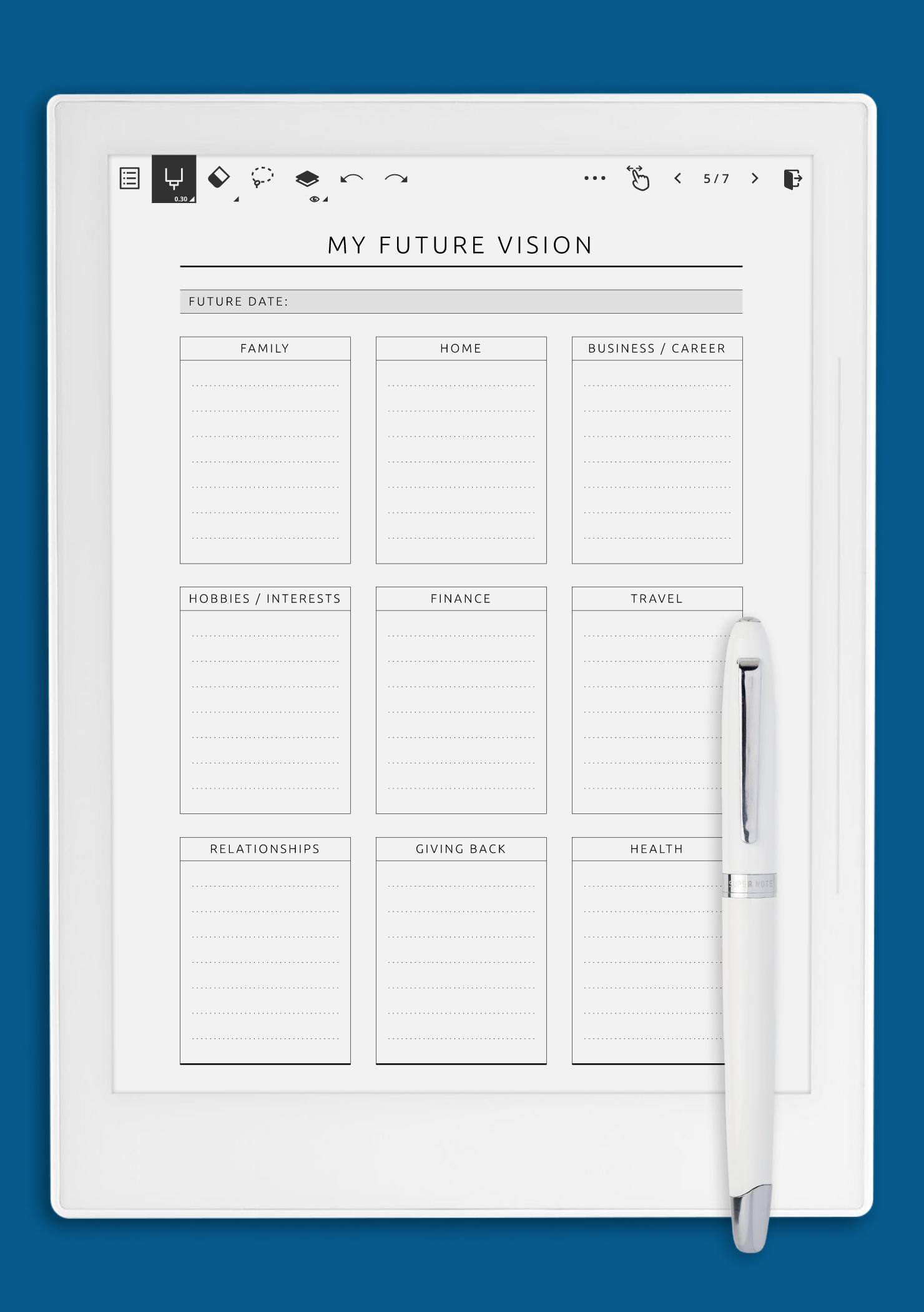 Download Printable My Future Vision Simple Template PDF