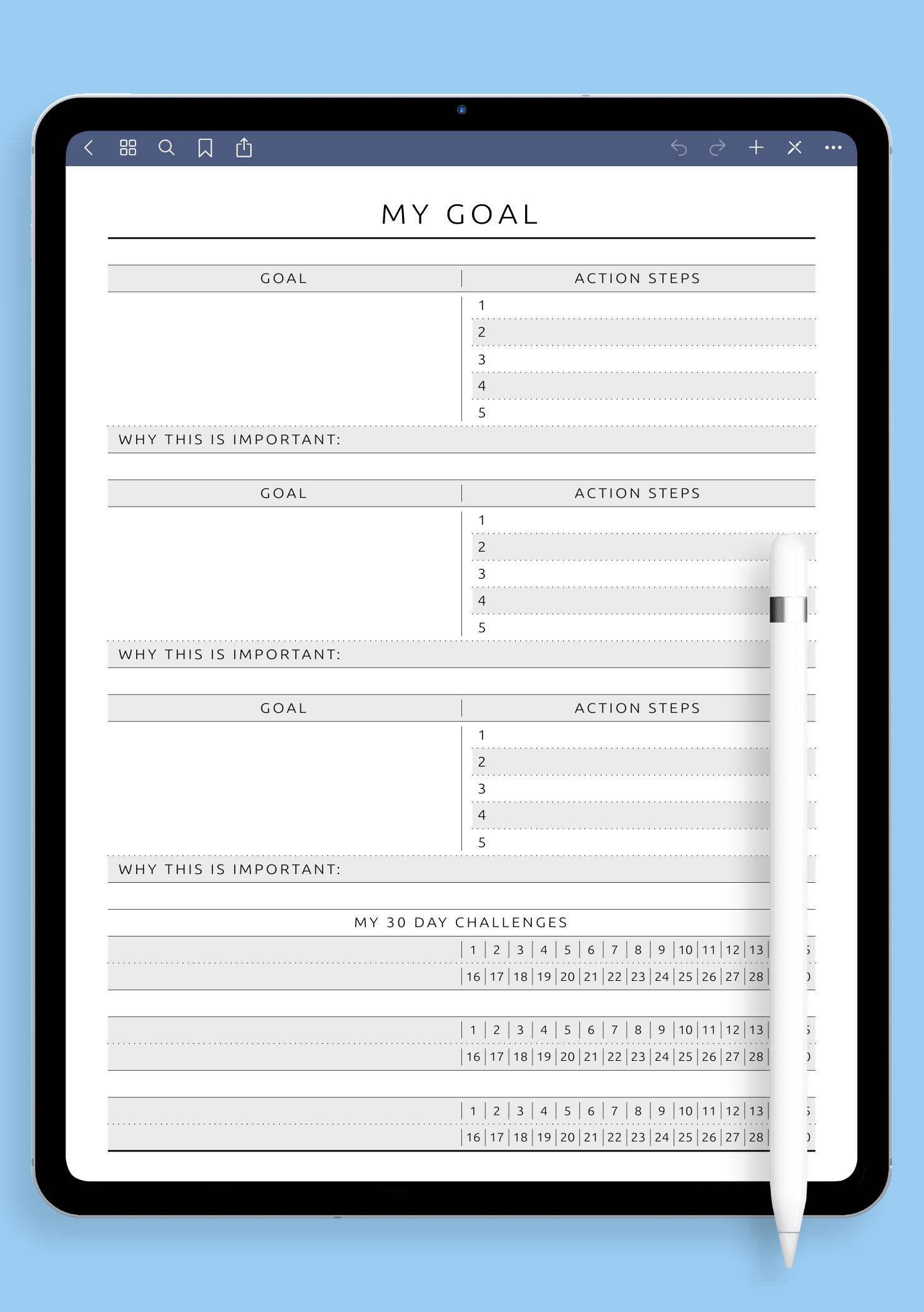 Download Printable My Goal & Action Steps PDF