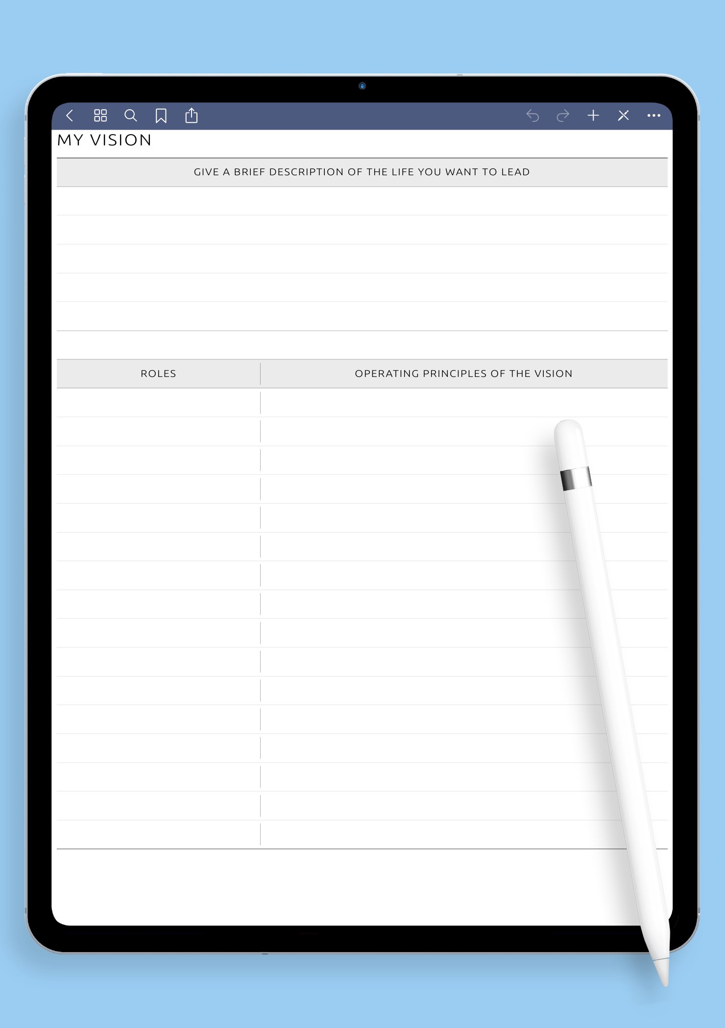 Download Printable My Vision Template PDF