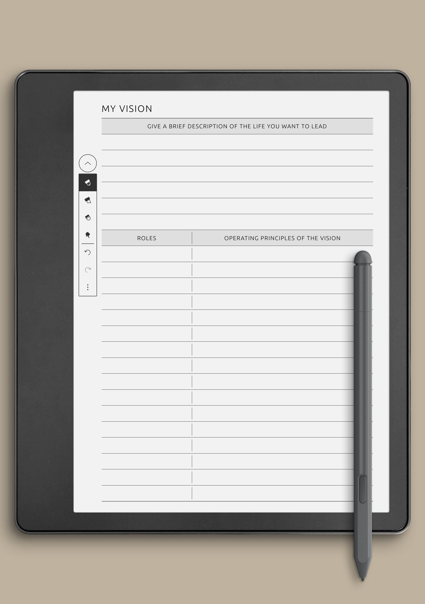 Download Printable My Vision Template PDF