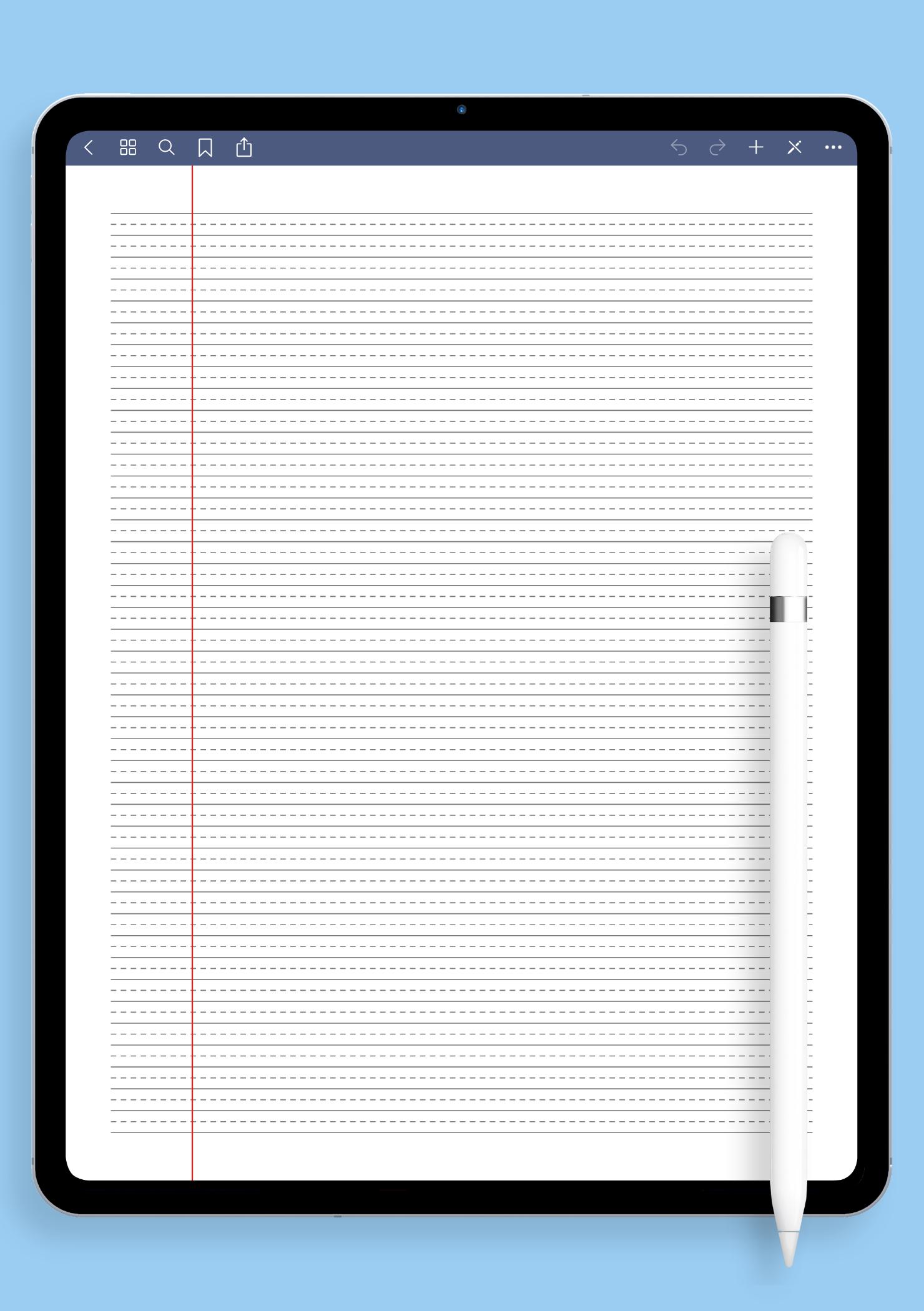 Download Printable Narrow Ruled with dashed center guide line - Gray ...