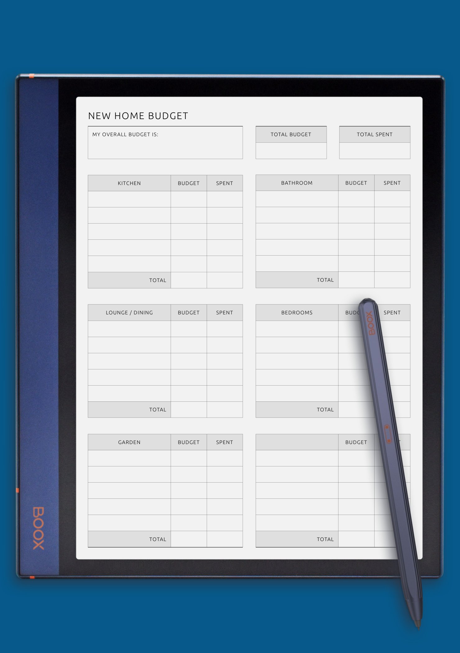 Printable and Digital New Home Budget Template - Get PDF for reMarkable ...