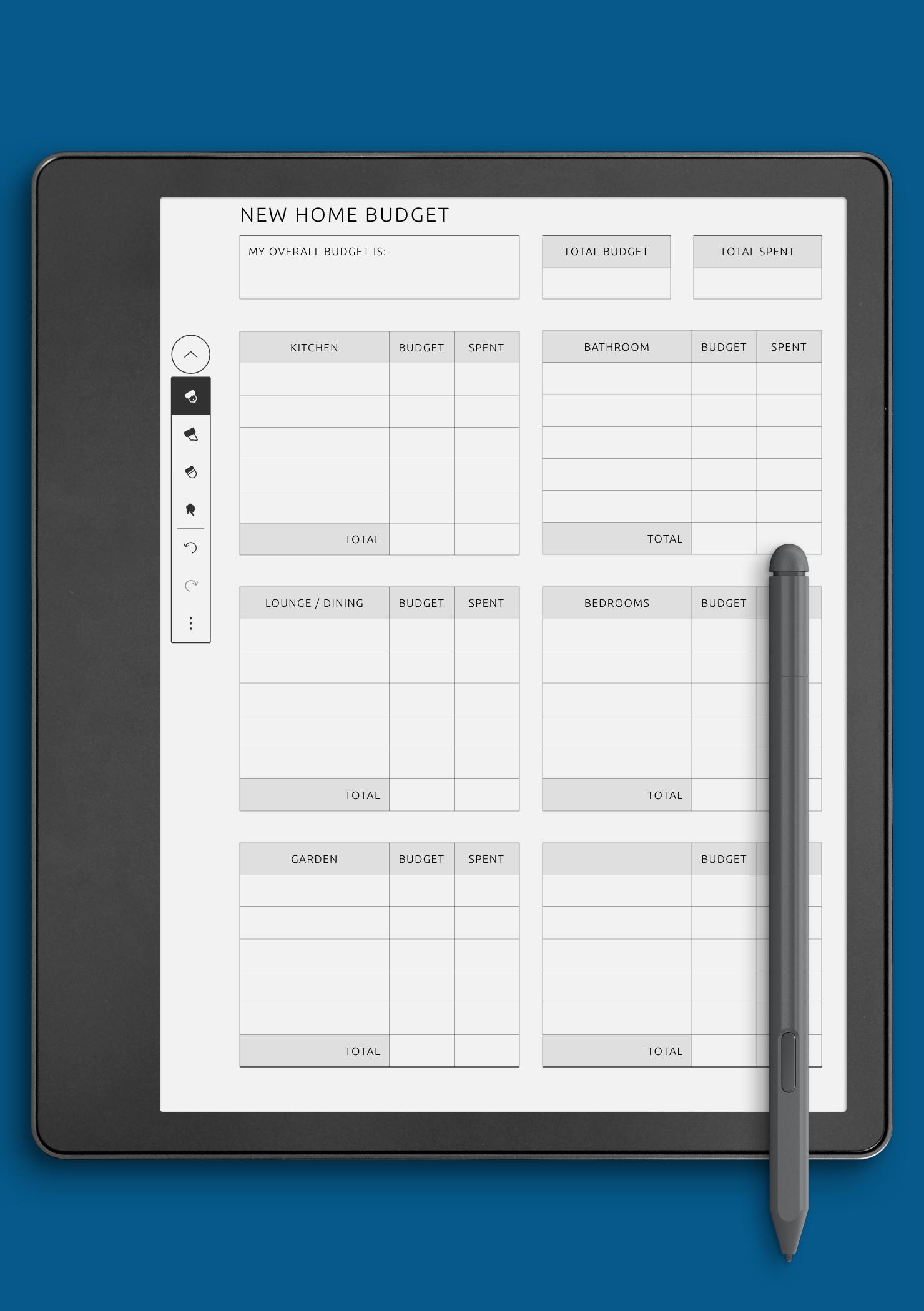 Printable and Digital New Home Budget Template - Get PDF for reMarkable ...