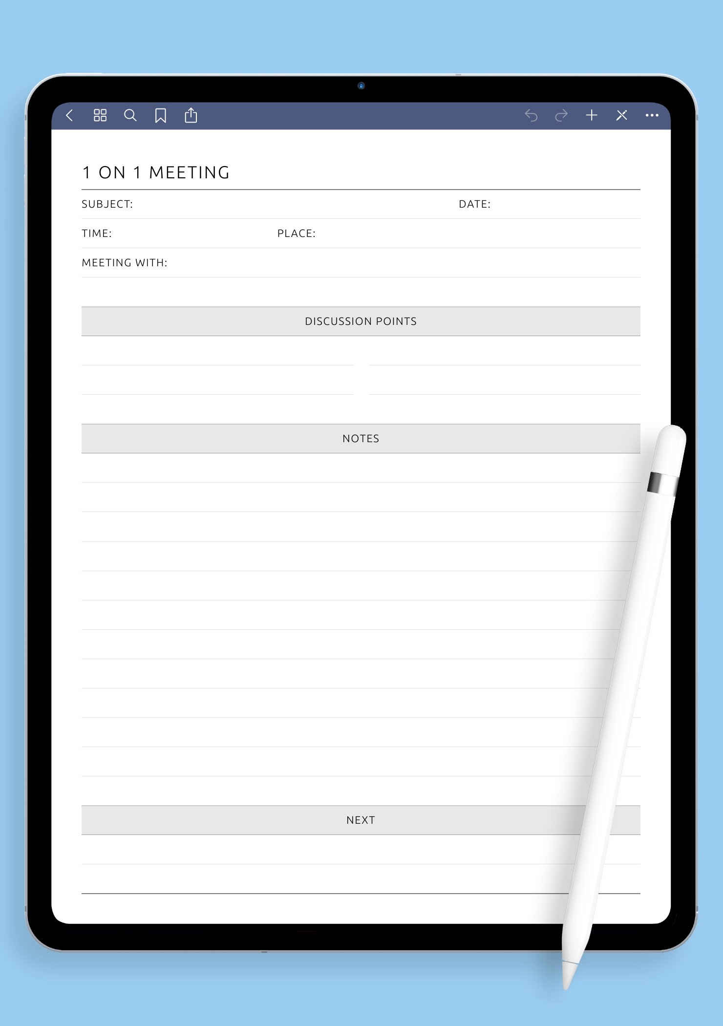 Download Printable One-by-One Meeting Notes Template PDF