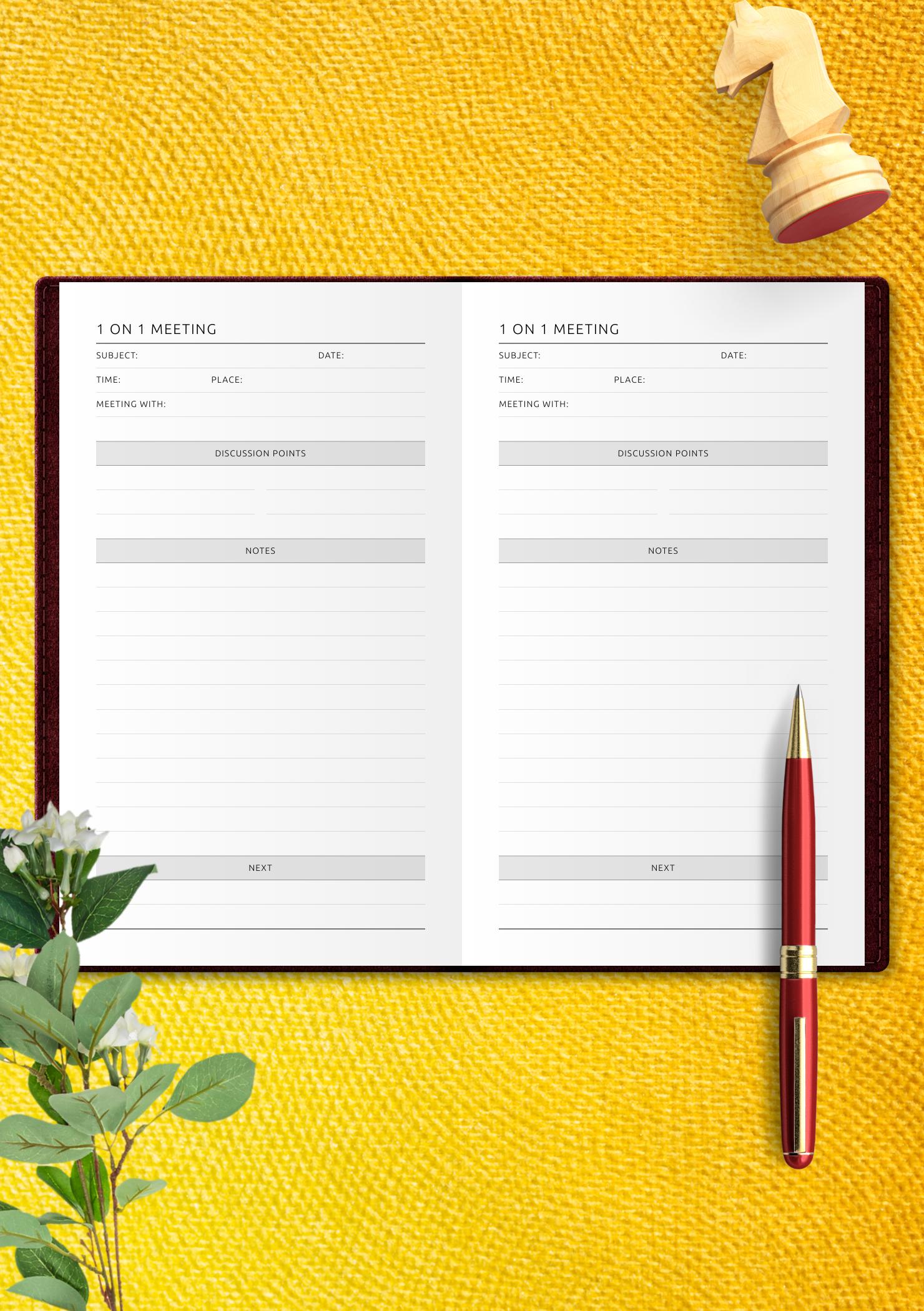 Download Printable One-by-One Meeting Notes Template PDF
