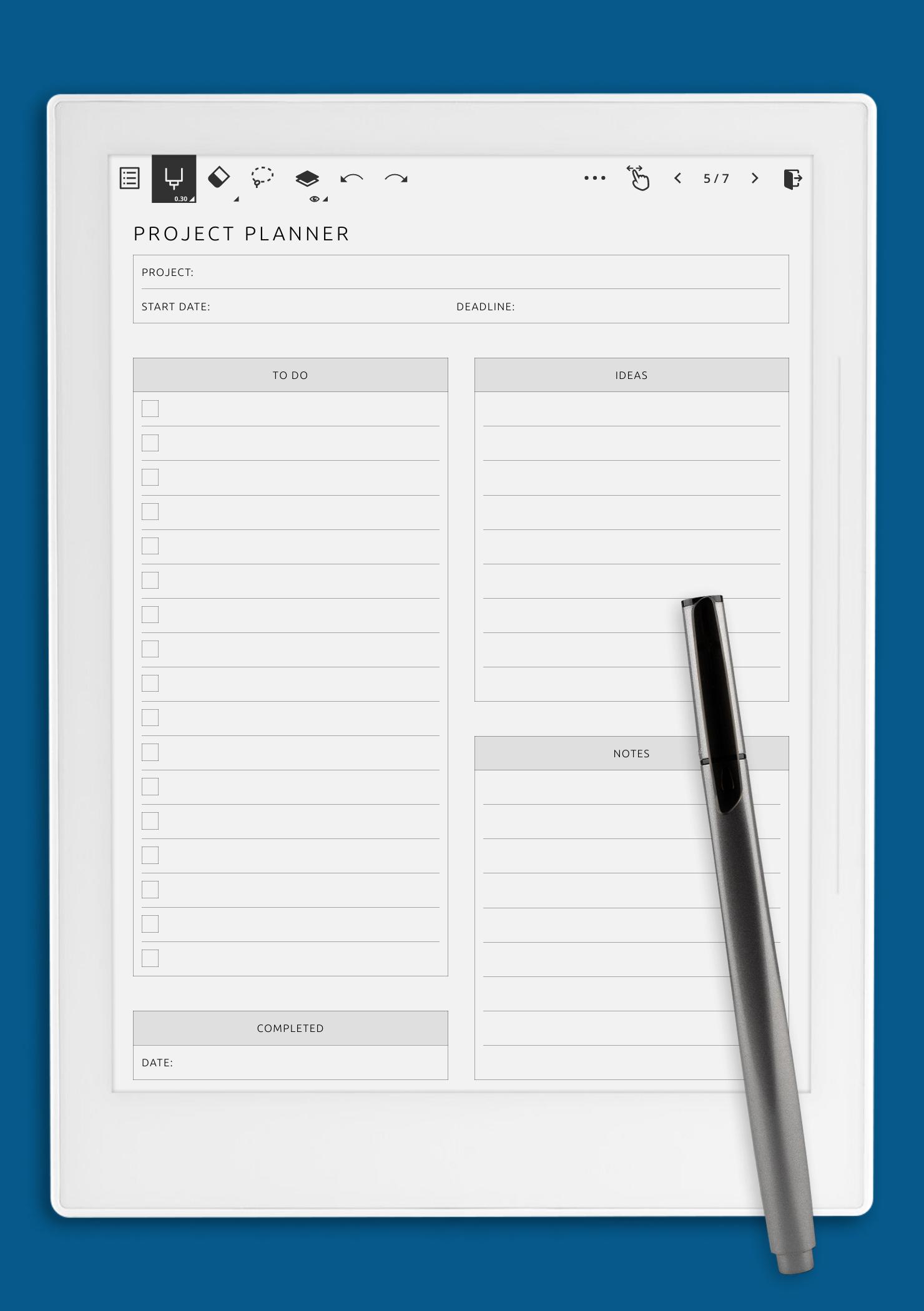 Download Printable One Page Project Planner Template PDF