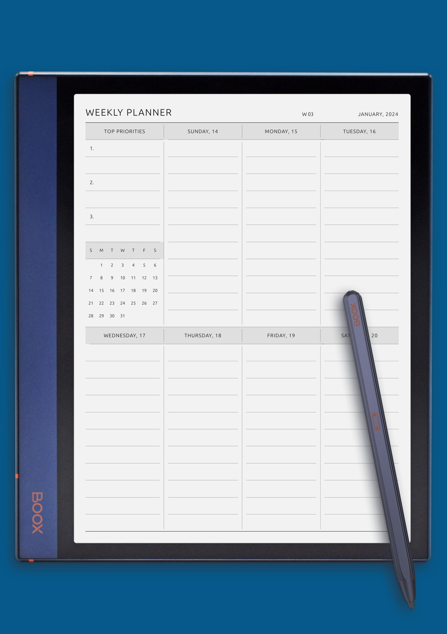 Download Printable or Digital One-Page Weekly Schedule All Days Equal ...