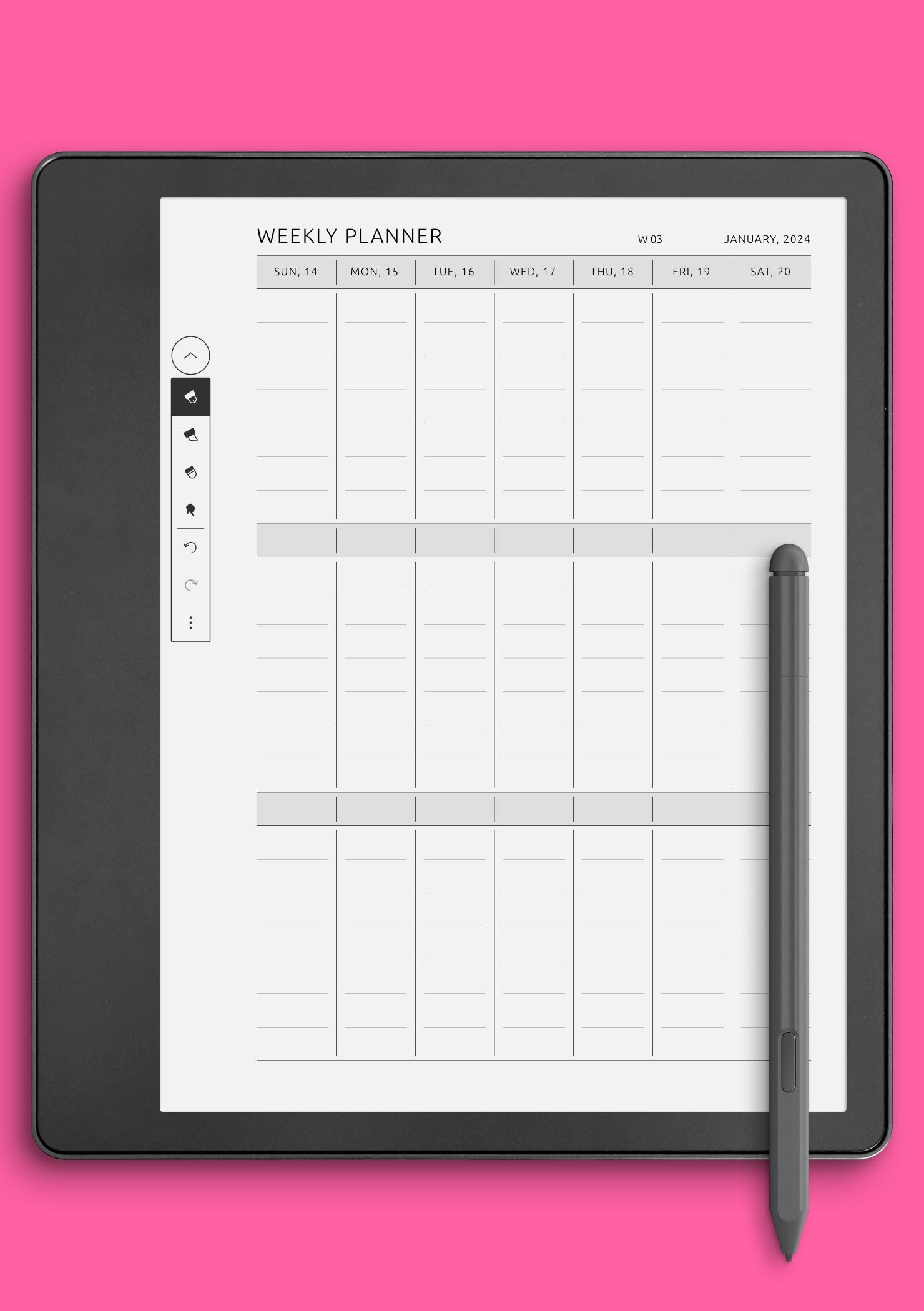 Download Weekly Vertical Planner – PDF for reMarkable