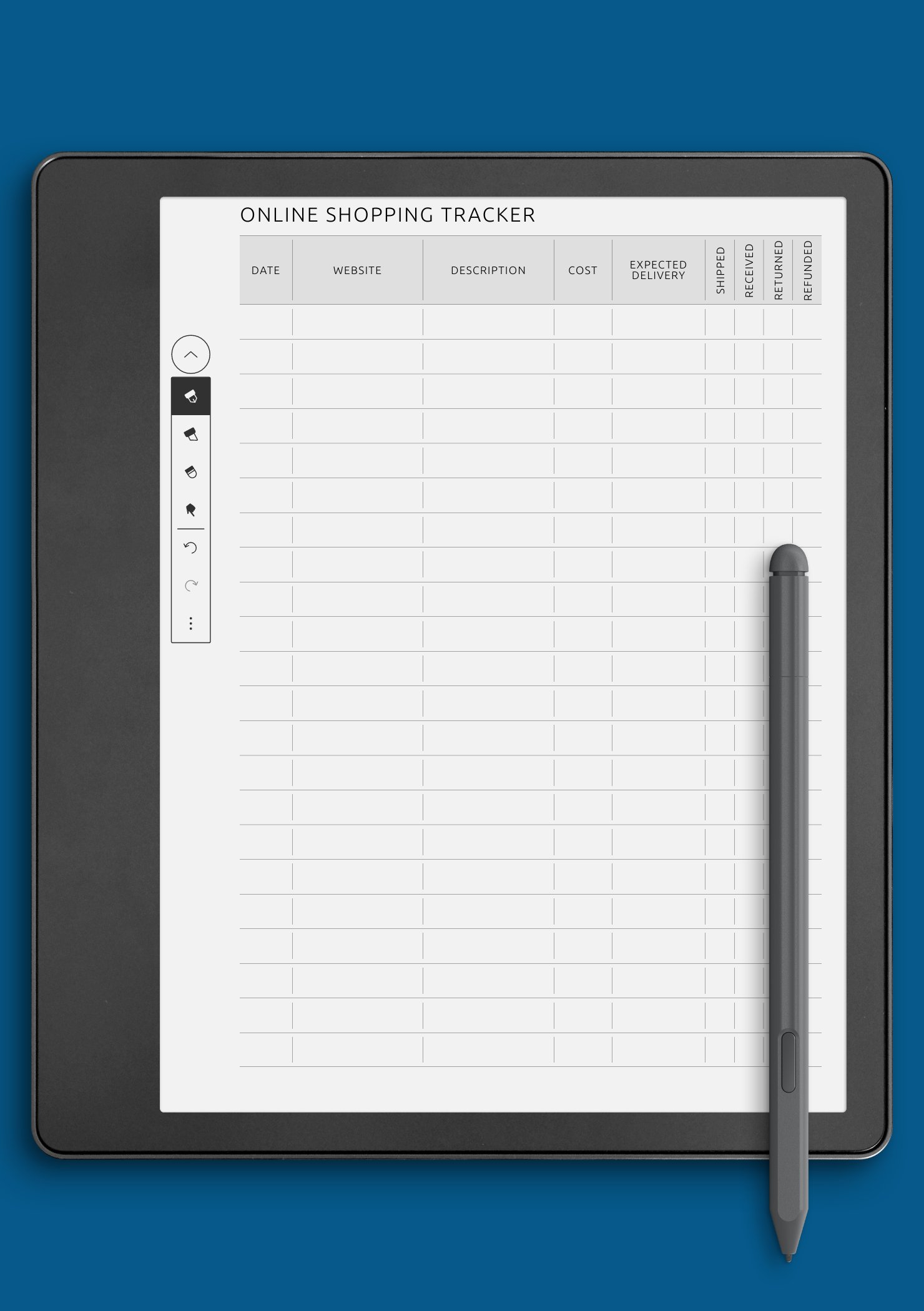 Download Printable Online Shopping Tracker PDF