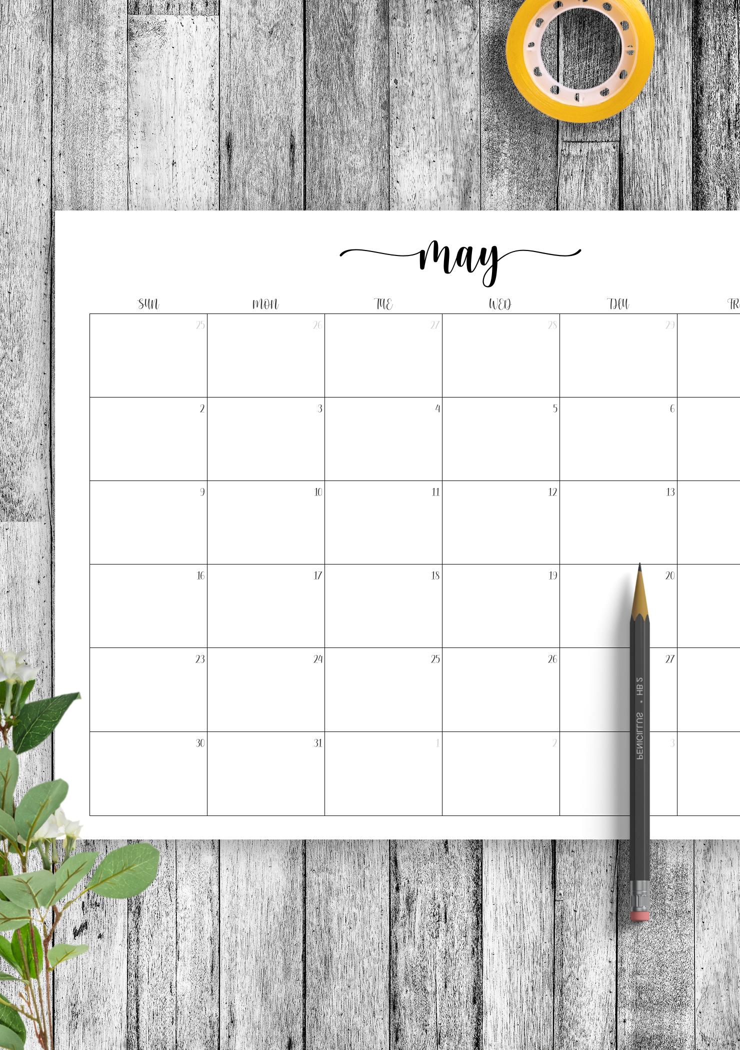 Download Printable Original Monthly Calendar PDF