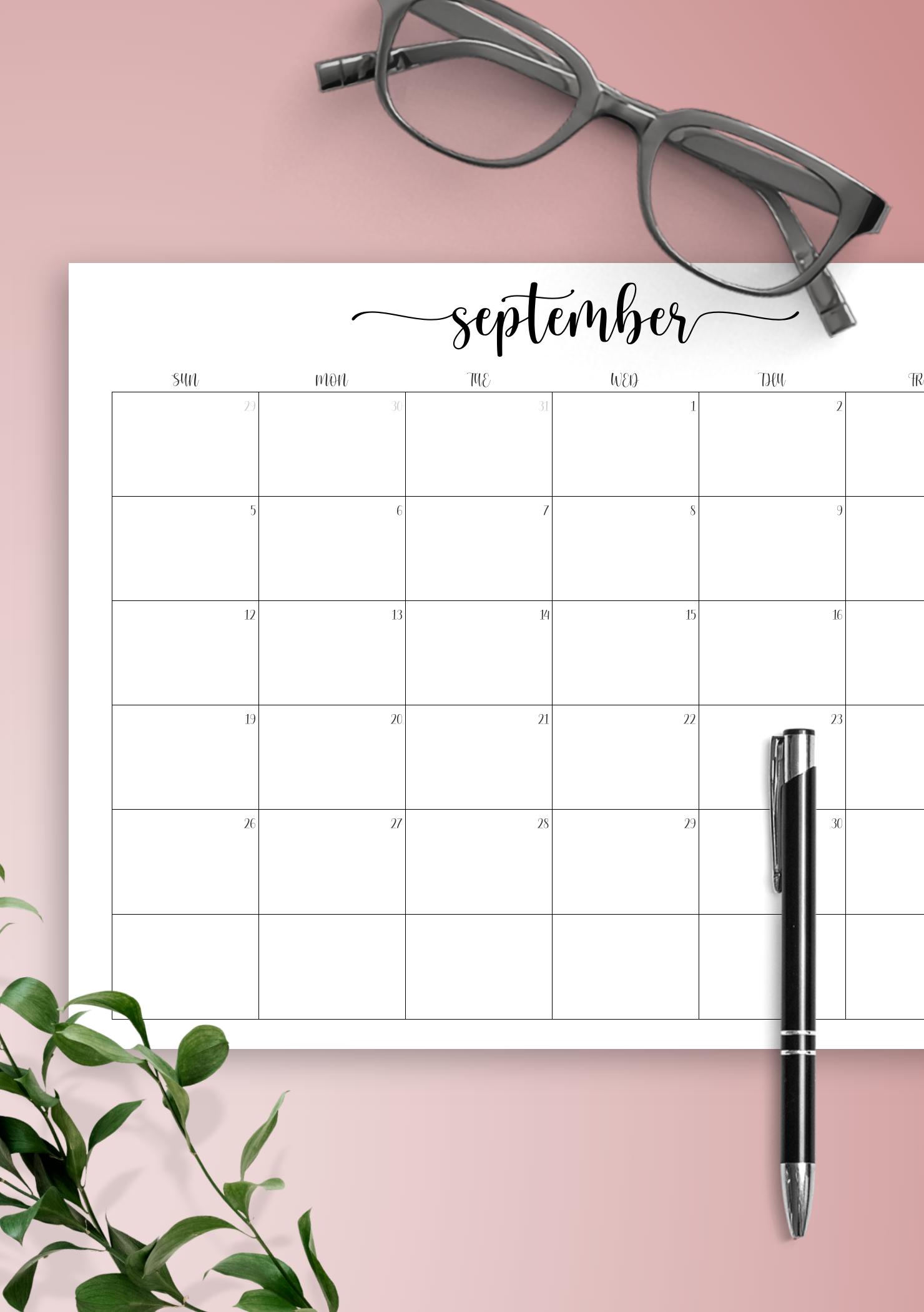 Download Printable Original Monthly Calendar PDF