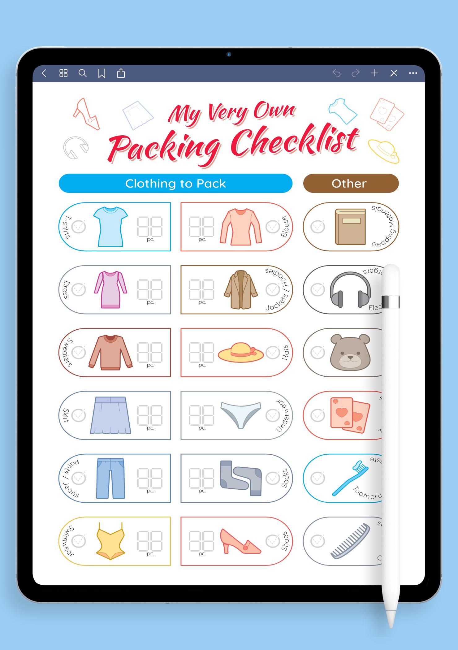 Download Printable Packing Checklist for Girl PDF