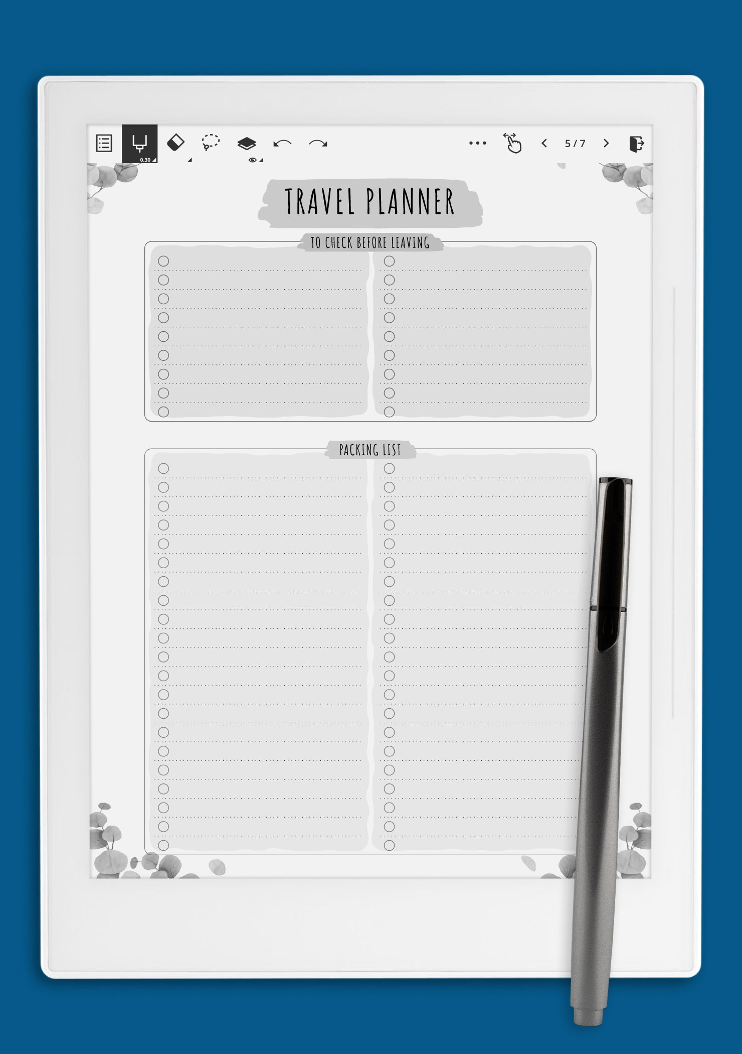 Download Printable Packing List - Floral Style PDF