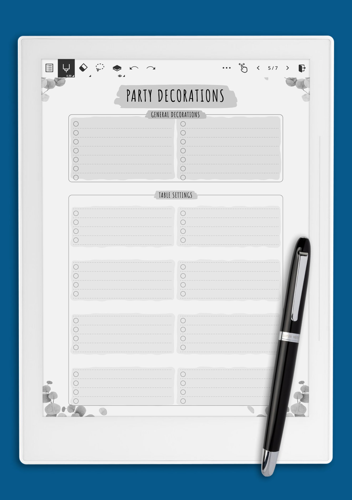 Download Printable Party Decorations List - Floral Style PDF