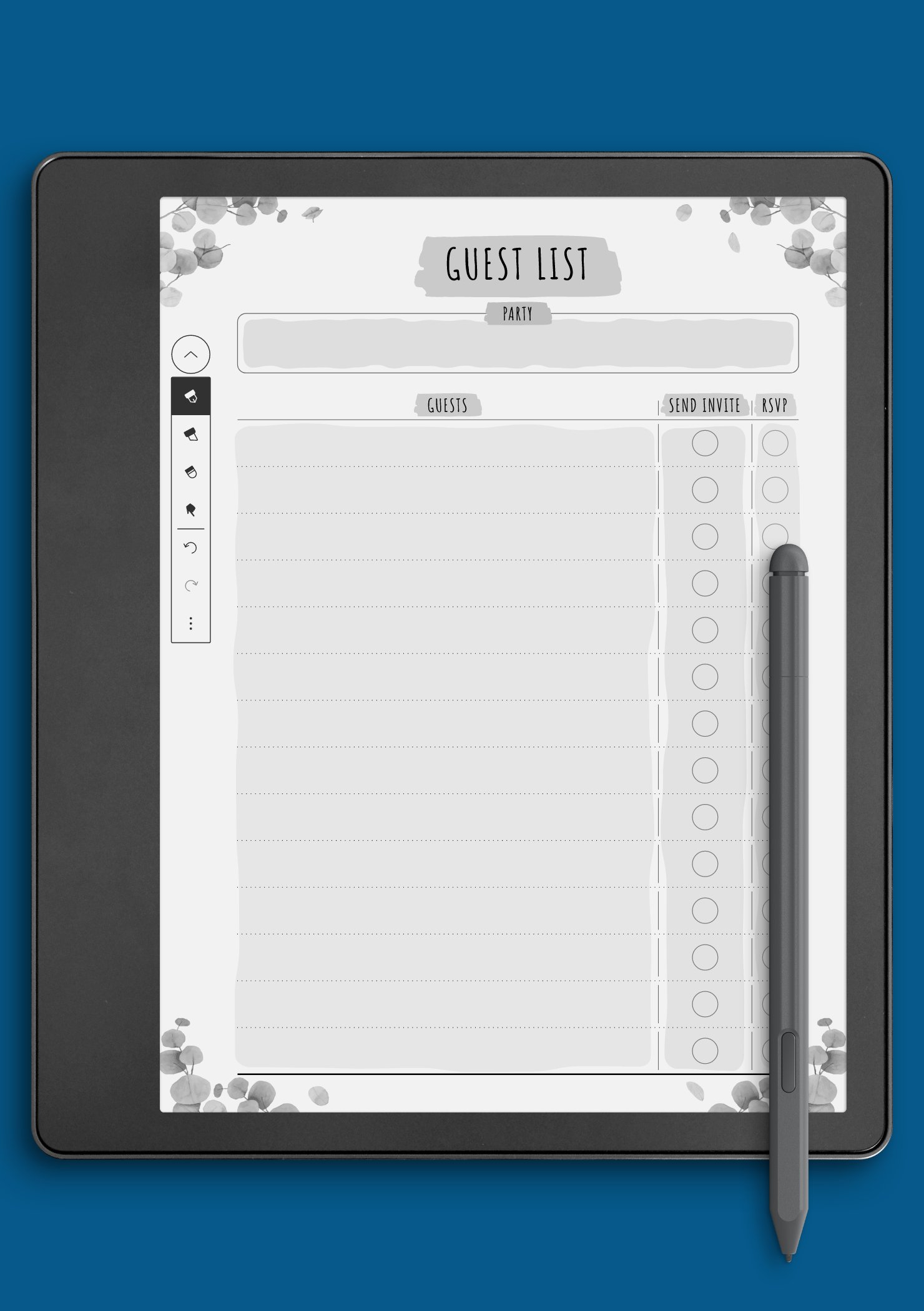 Download Printable Party Guest List - Floral Style PDF