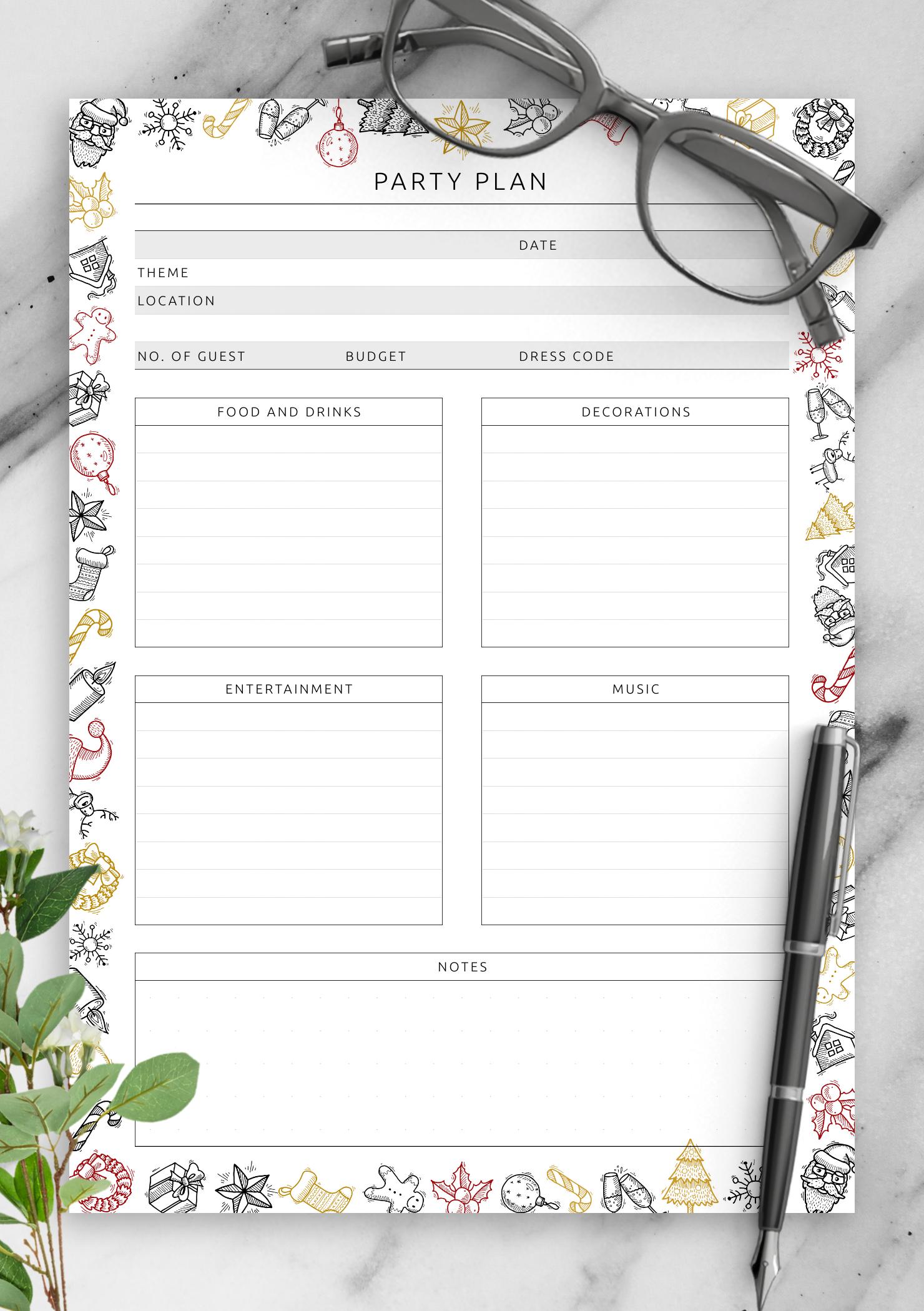 Download Printable Party Plan - Original Style PDF