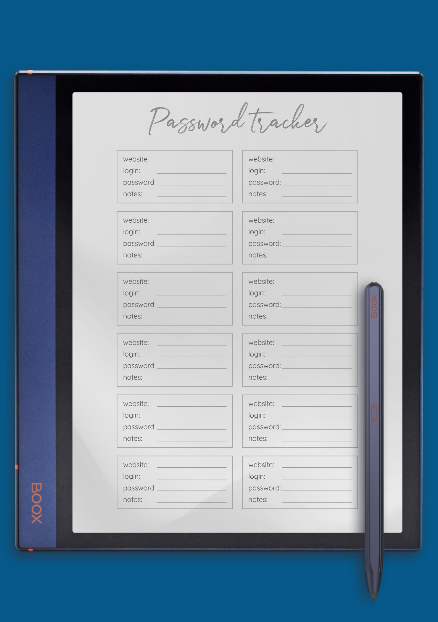 Download Printable Password Tracker Template Blue and Pink PDF