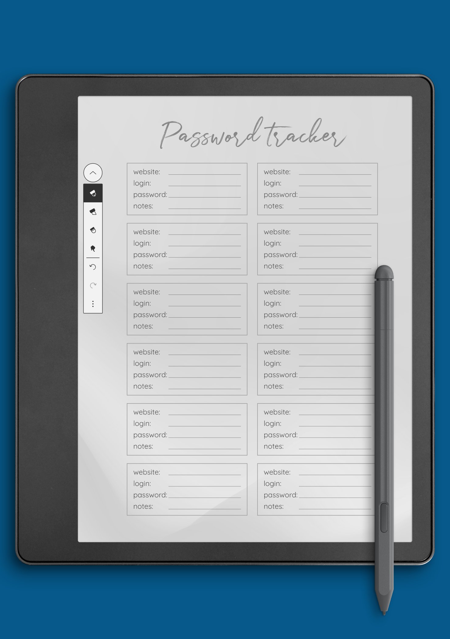 Download Printable Password Tracker Template Blue and Pink PDF