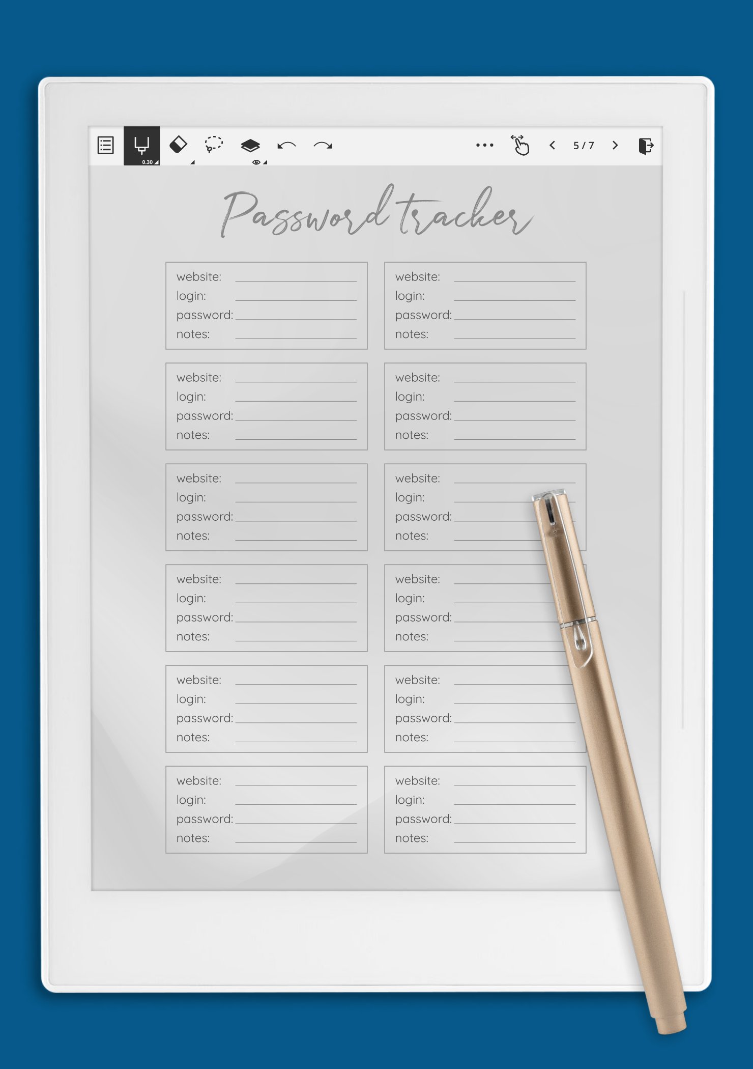 Download Printable Password Tracker Template Blue and Pink PDF