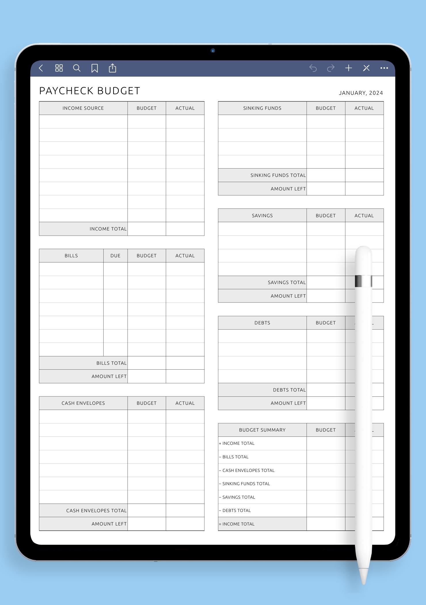 Download Paycheck Budget with Cash Envelopes - Printable or Digital PDF