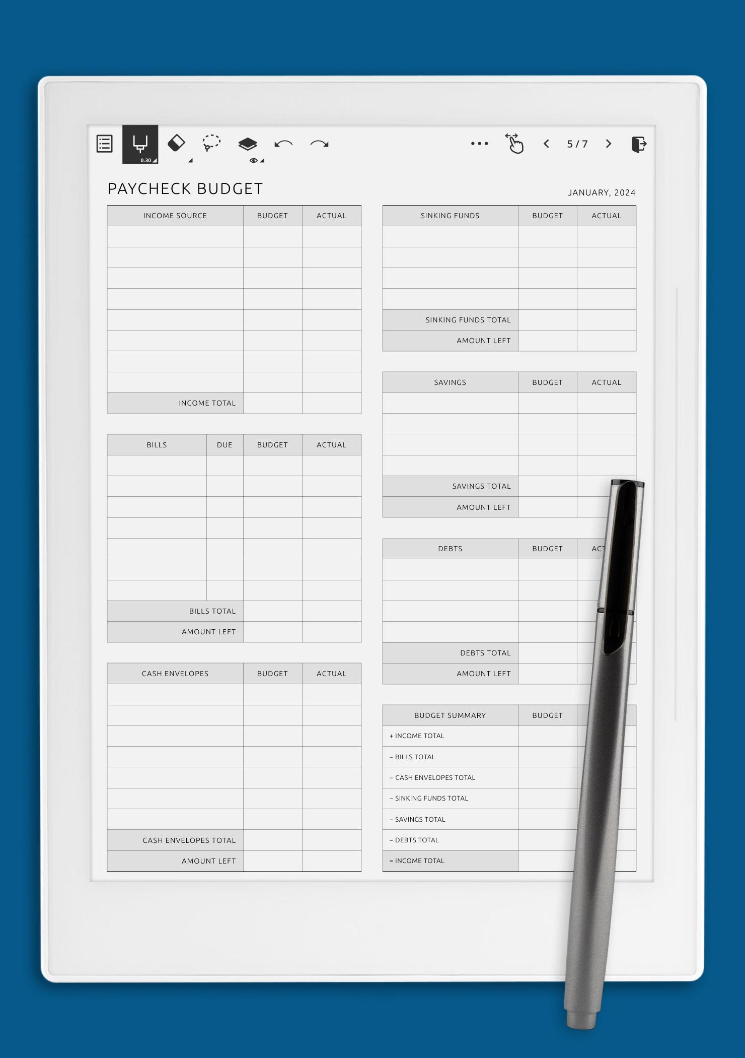 Download Paycheck Budget with Cash Envelopes - Printable or Digital PDF