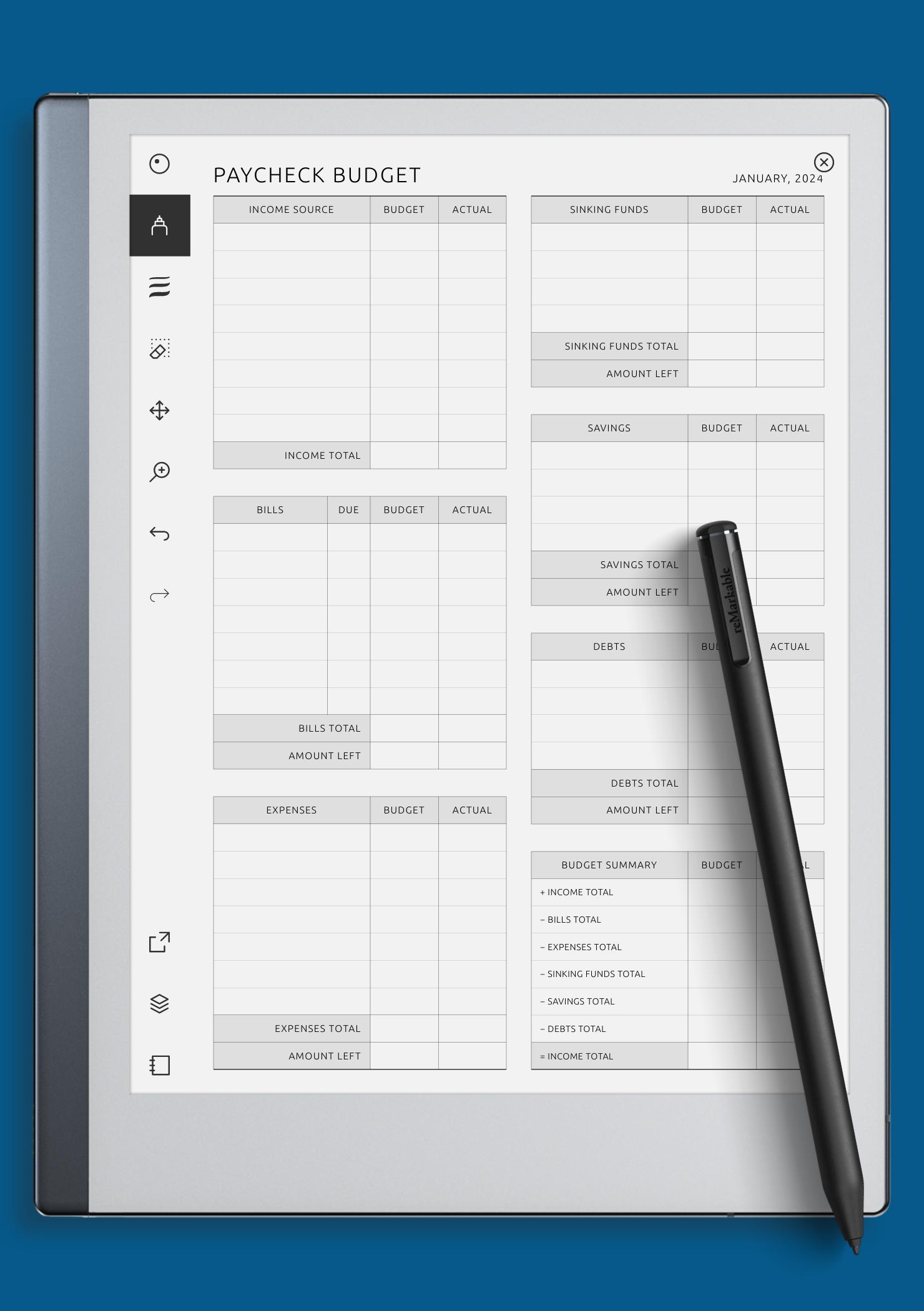 Printable and Digital Paycheck Budget Template - Download PDF for ...
