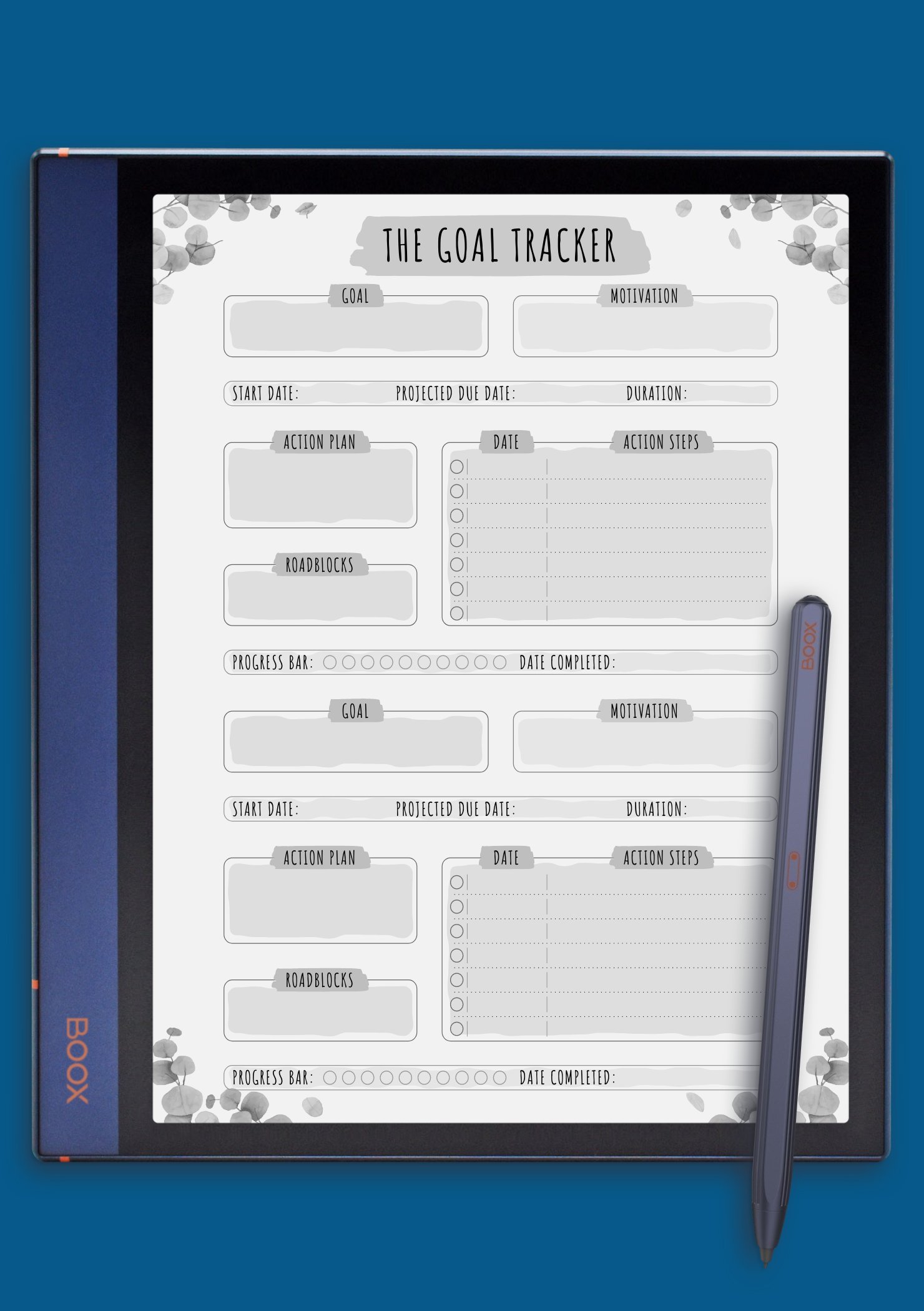 Download Printable Personal Goal Tracker - Floral Style PDF